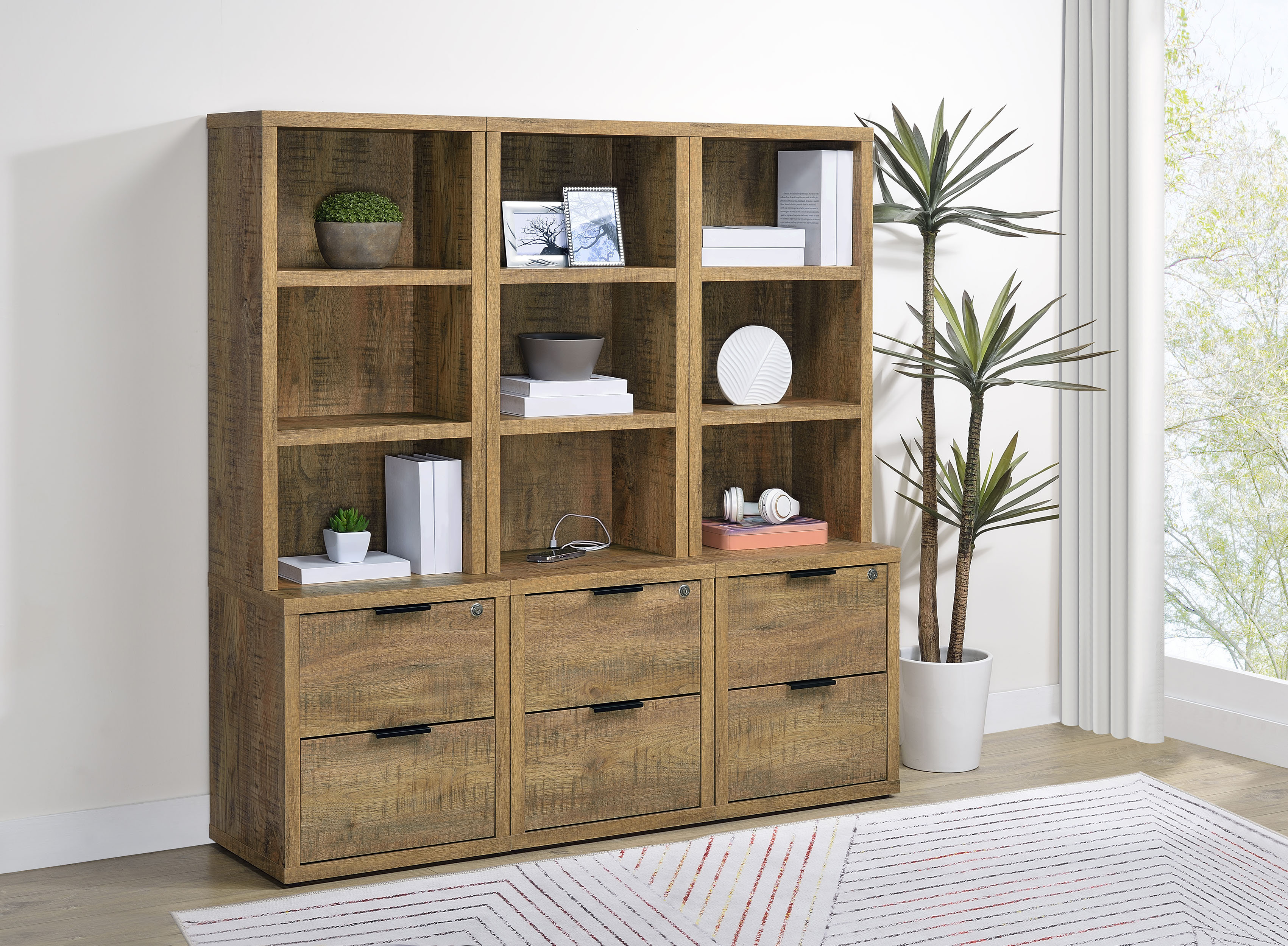 Millwood Pines Janise 3-Piece Wall Unit Bookcase Set With Usb | Wayfair