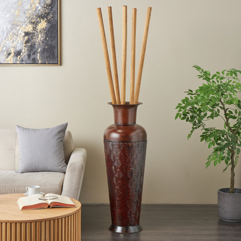 Primrue Bamboo Wood Tall Sticks Home Decor Brown Natural Foliage Set ...