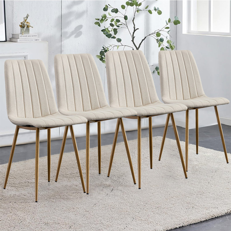 Mercer41 Zeshaun Linen Metal Side Chair Dining Chair | Wayfair