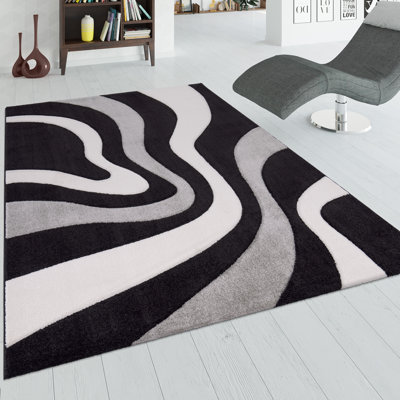 Wade Logan® Alyta Abstract Black White Area Rug & Reviews | Wayfair