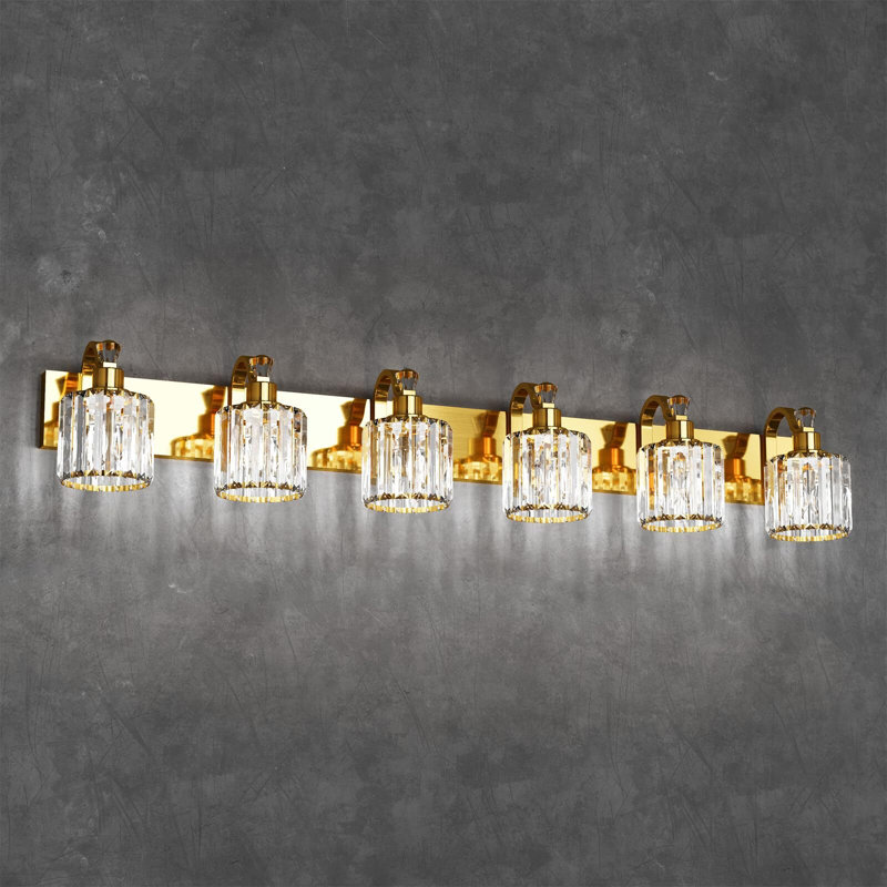Mercer41 Modern Crystal Bathroom Vanity Lights Gold | Wayfair