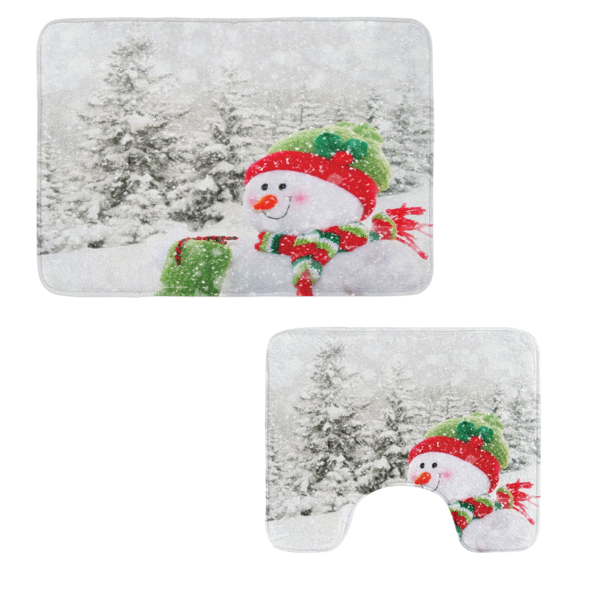 The Holiday Aisle® Christmas Bathroom Rug Set 2 Pieces Rectangle ...