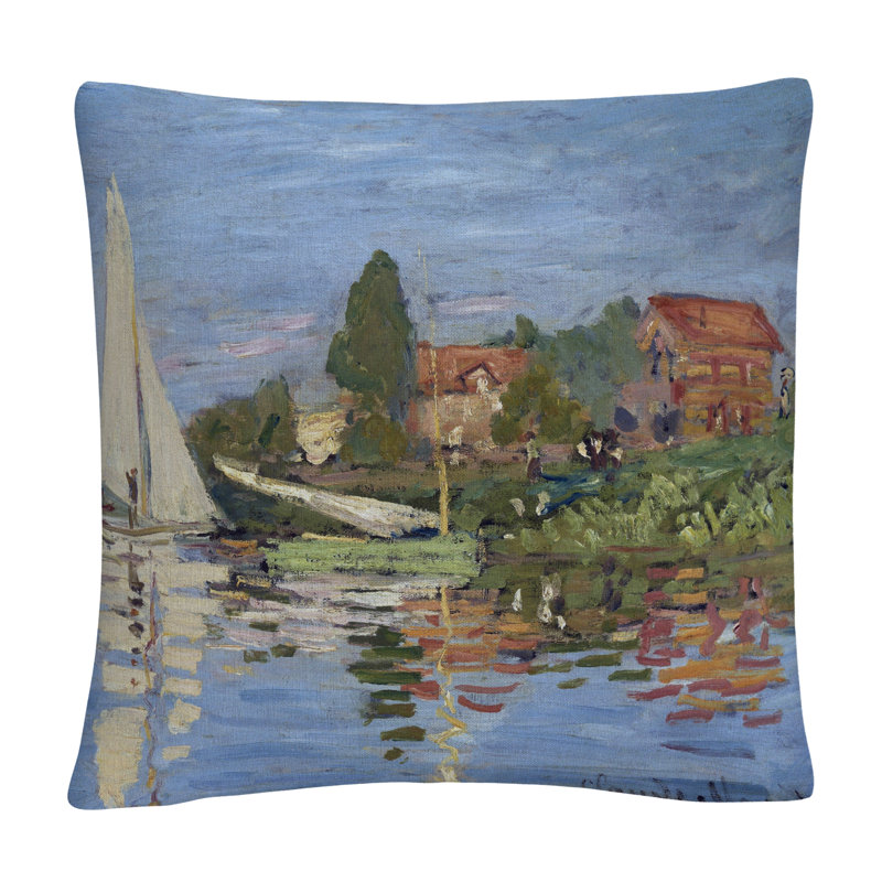 Trademark Fine Art Claude Monet Regatta At Argenteuil Throw Pillow ...
