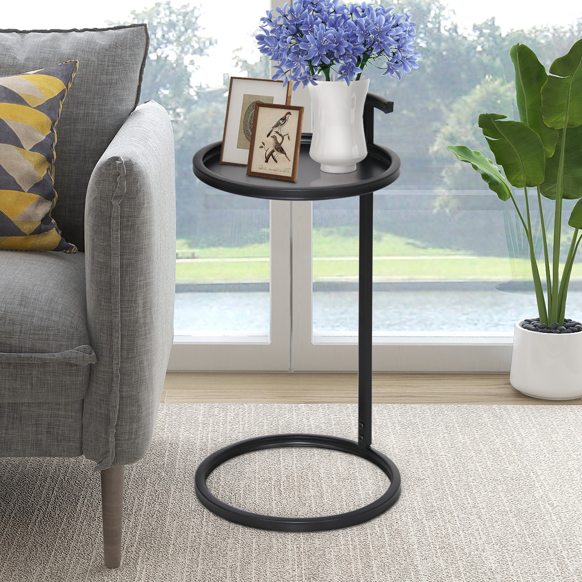 Wrought Studio Clothilda Steel Tray Top C Table End Table with Storage ...