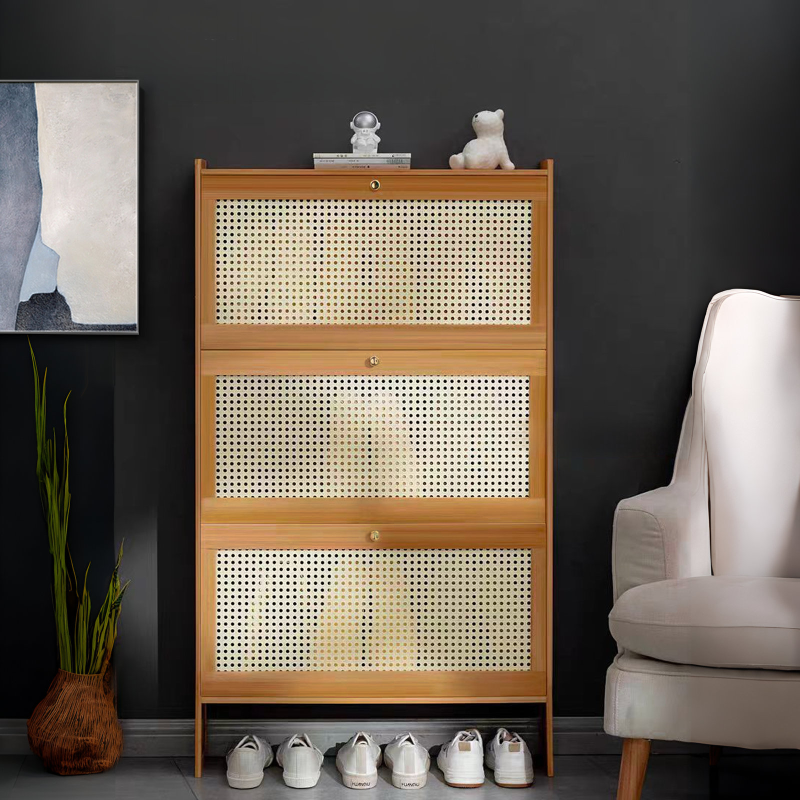 Bay Isle Home™ Bamboo 5-Tier Thin Shoe Cabinet For Narrow Entryway Slim ...