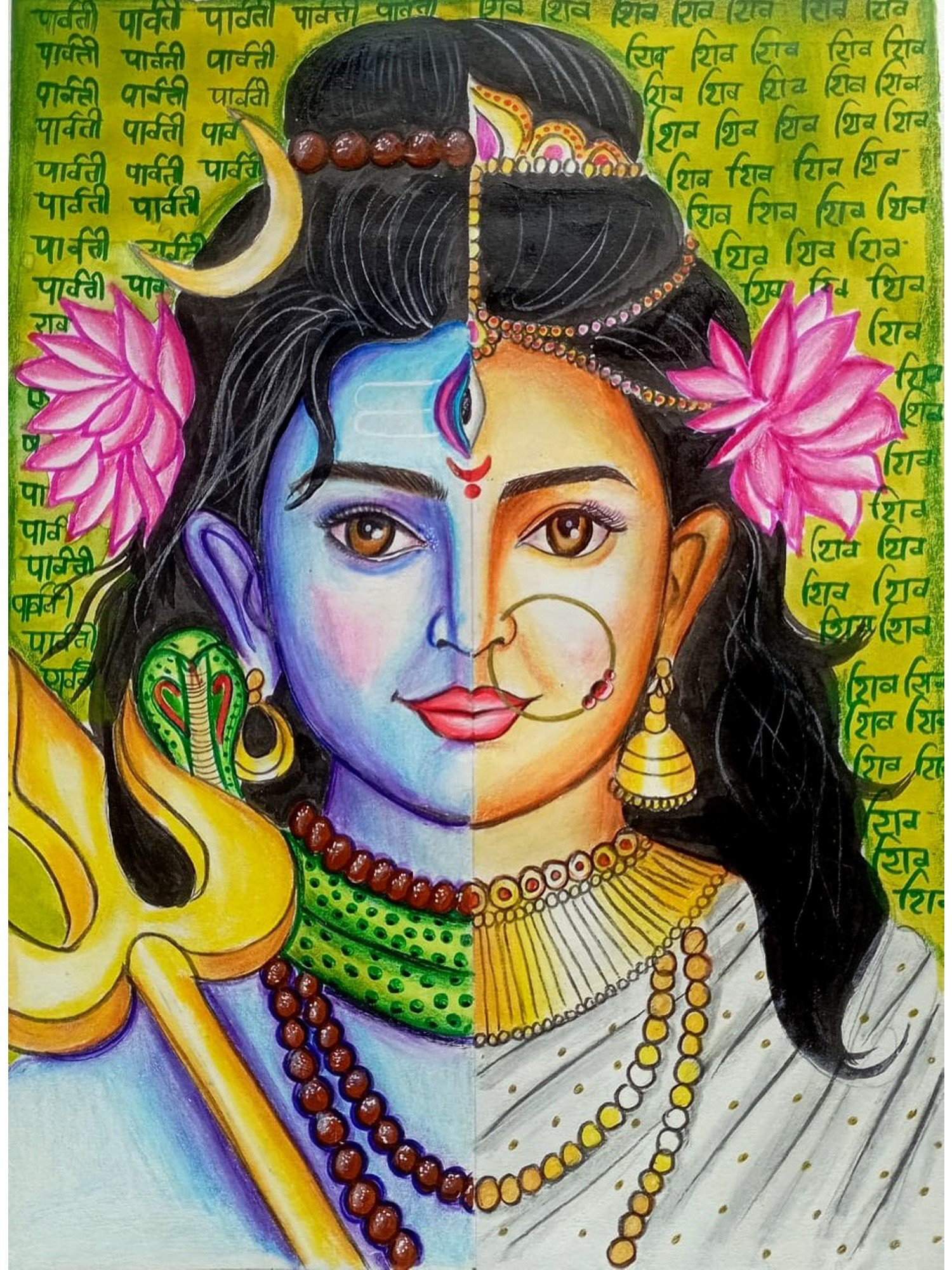 Exotic India Painting Of Shiv Shakti | Water And Pencil Color | Samata ...