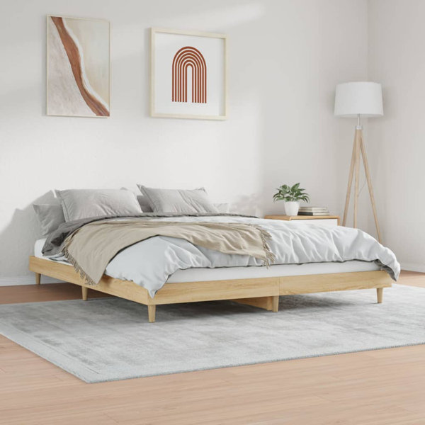 Latitude Run Engineered Wood Bed Frame 180X200 Cm - Sonoma Oak Finish ...