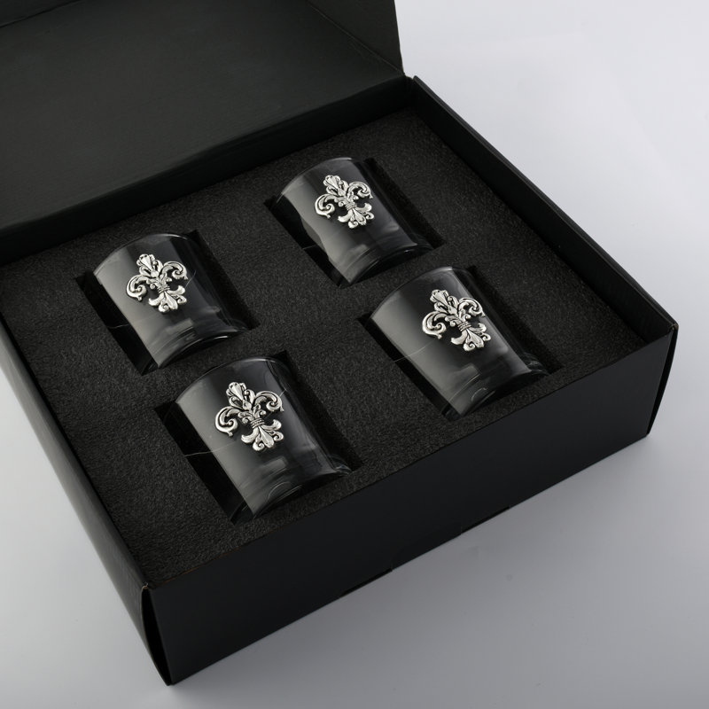 Arthur Court Designs 4 - Piece Fleur-de-Lis Whiskey Glassware Set | Wayfair