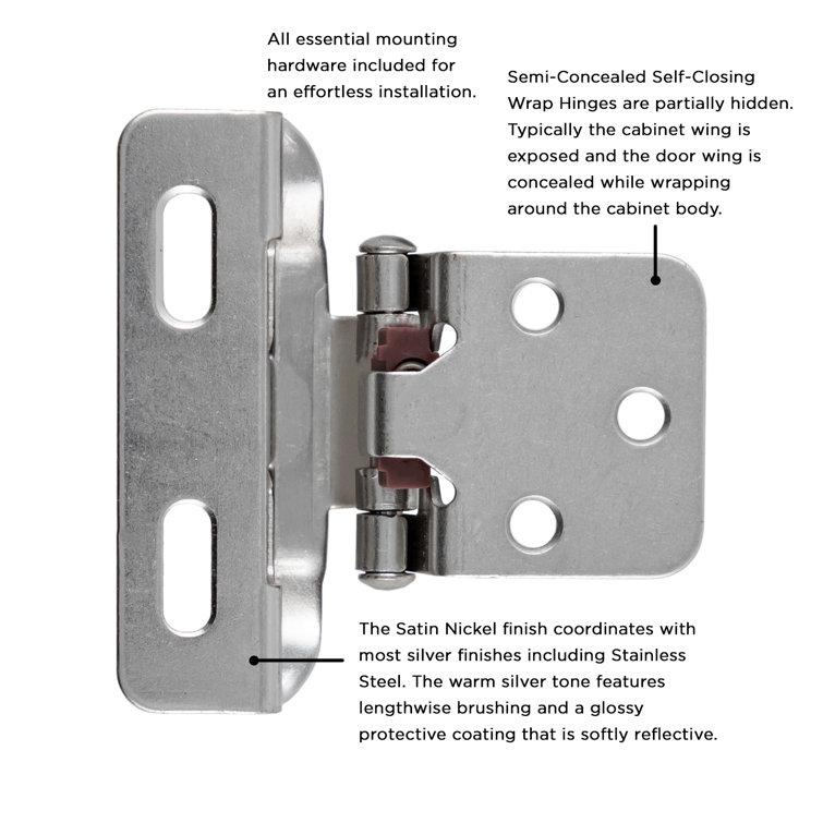 HickoryHardware Hinge Semi-Concealed 1/4 Inch Overlay Face Frame Part ...