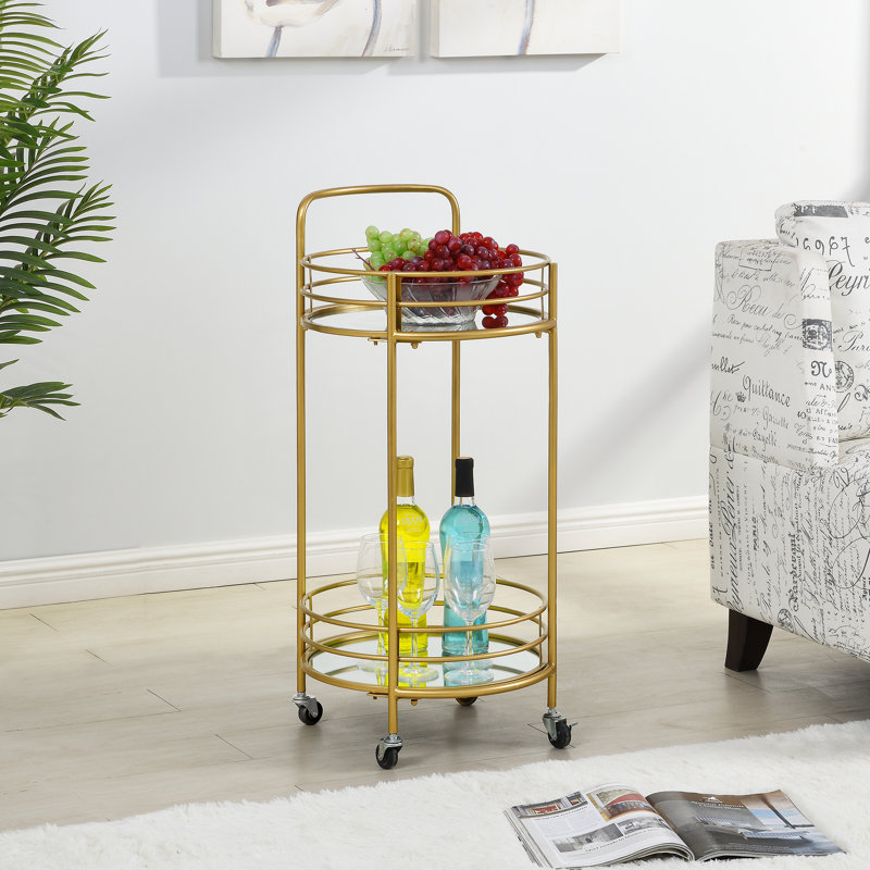 Wrought Studio™ Fawe Joliet Mirrored Bar Cart & Reviews | Wayfair