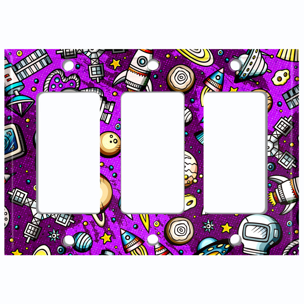 WorldAcc Metal Light Switch Plate Outlet Cover (Rocket Ship Space ...