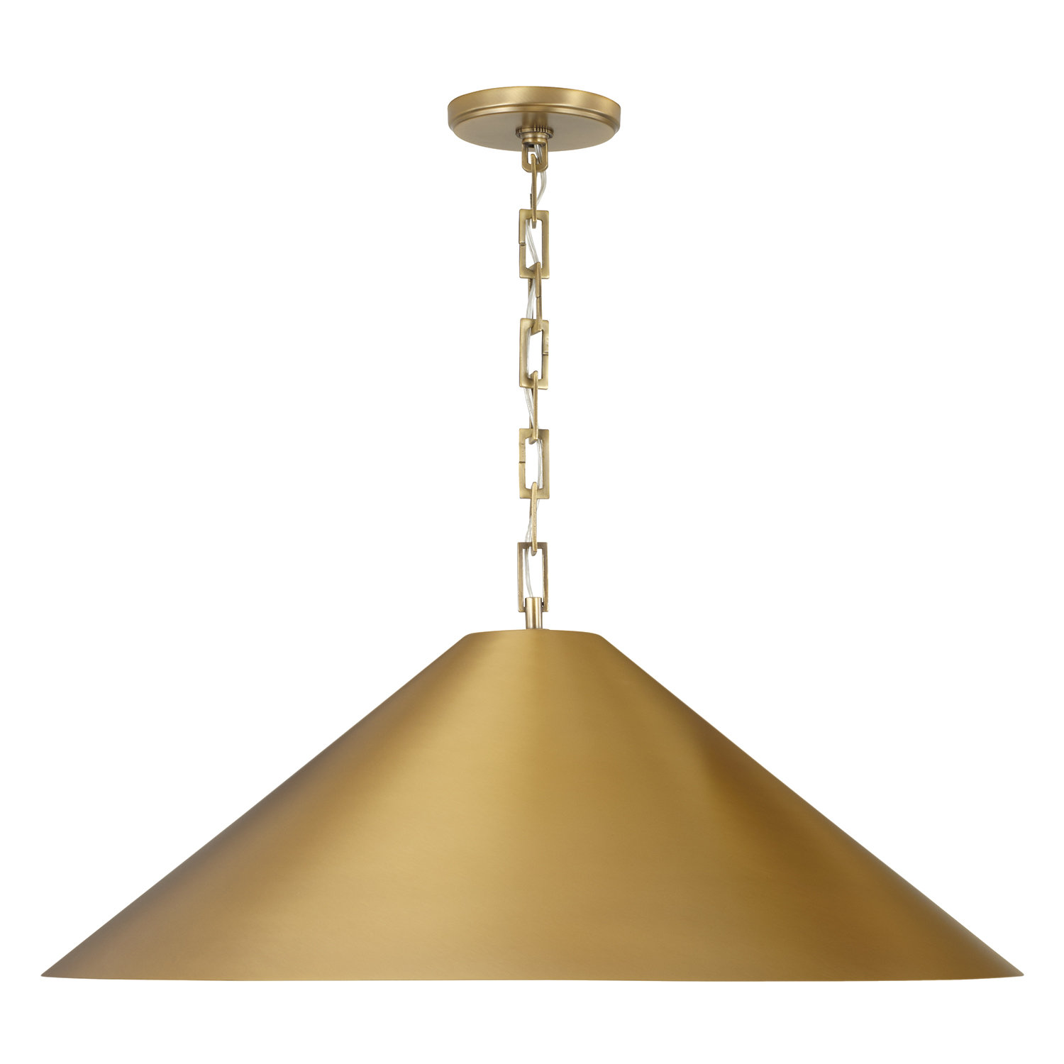 Capital Lighting 28" W x 10" H 1-Light Metal Cone Pendant in Aged Brass ...