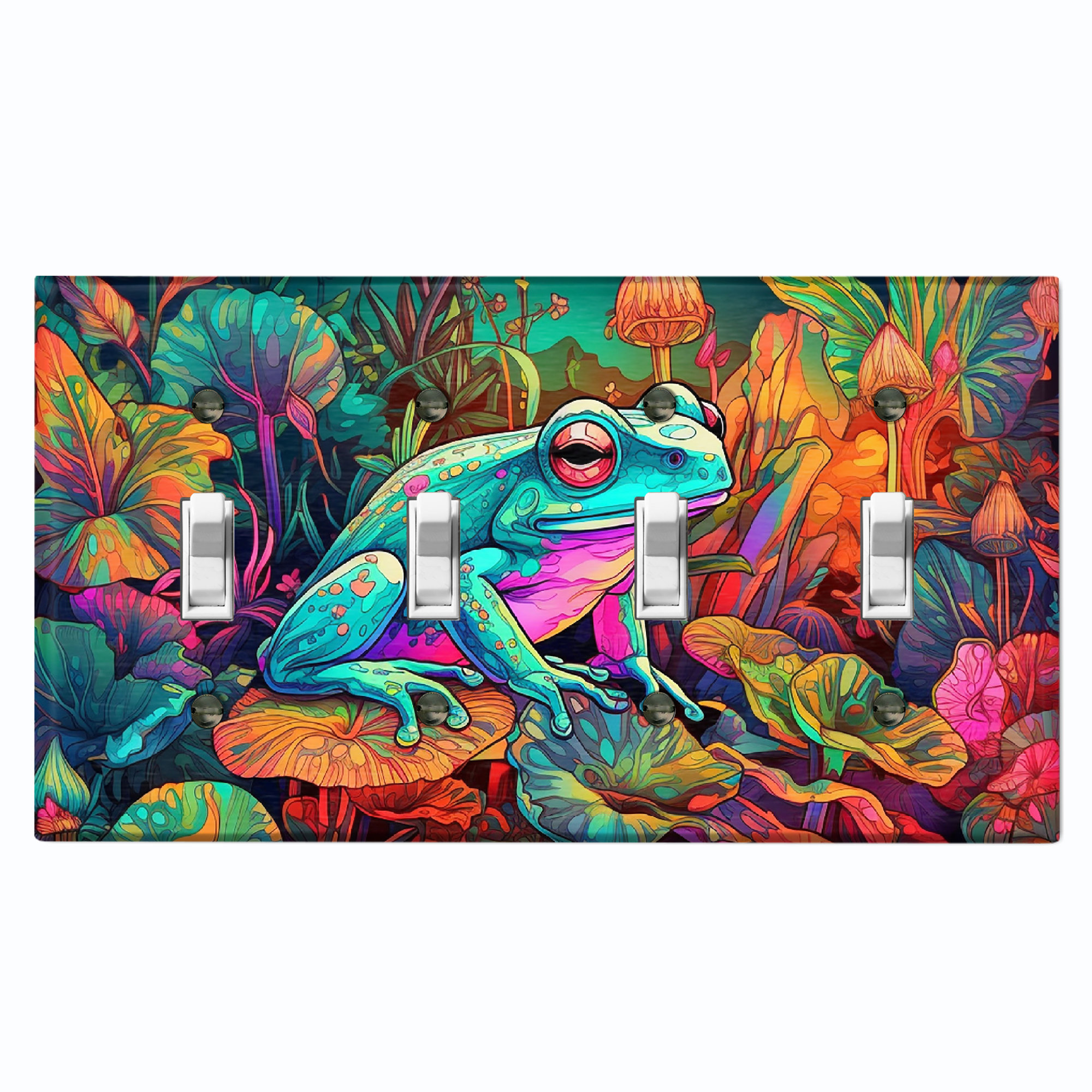 WorldAcc Metal Light Switch Plate Outlet Cover (Colorful Frog Marsh ...