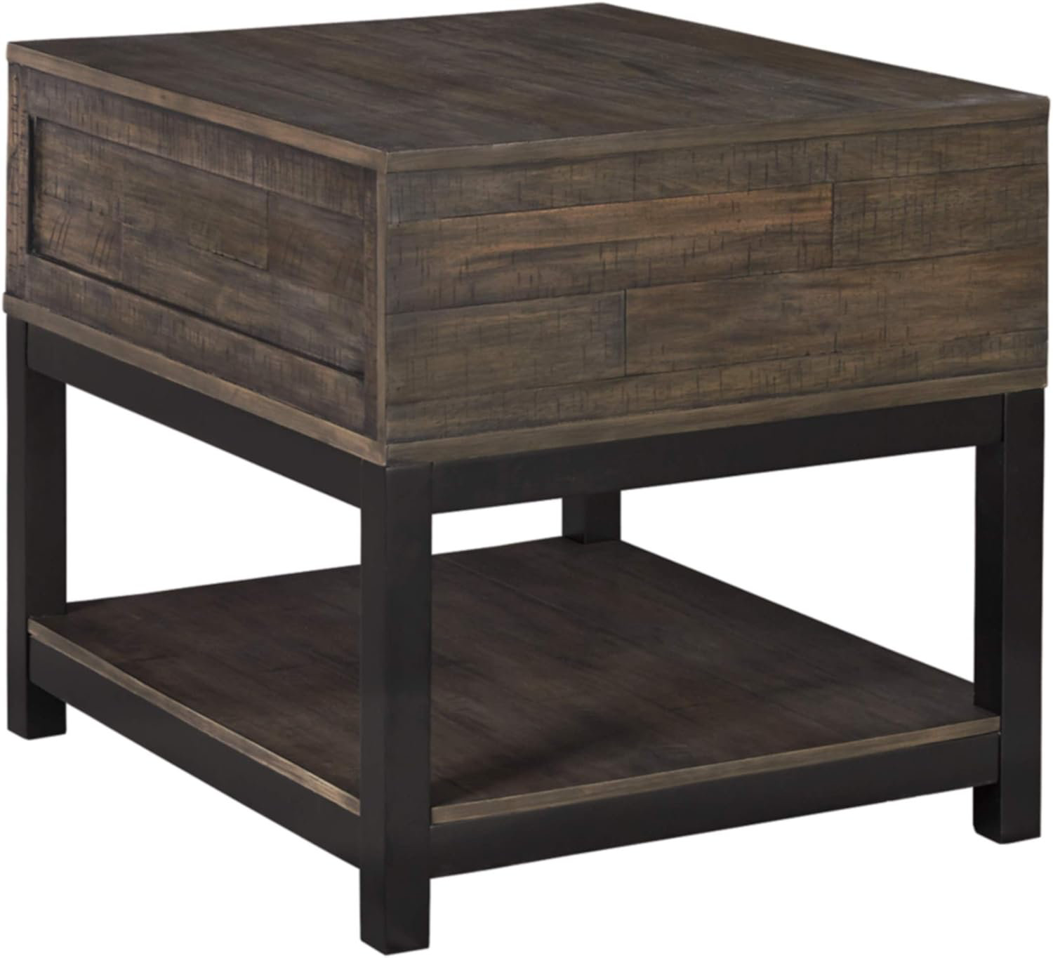 One Allium Way® Rustic Square End Table With Drawer And Fixed Shelf ...