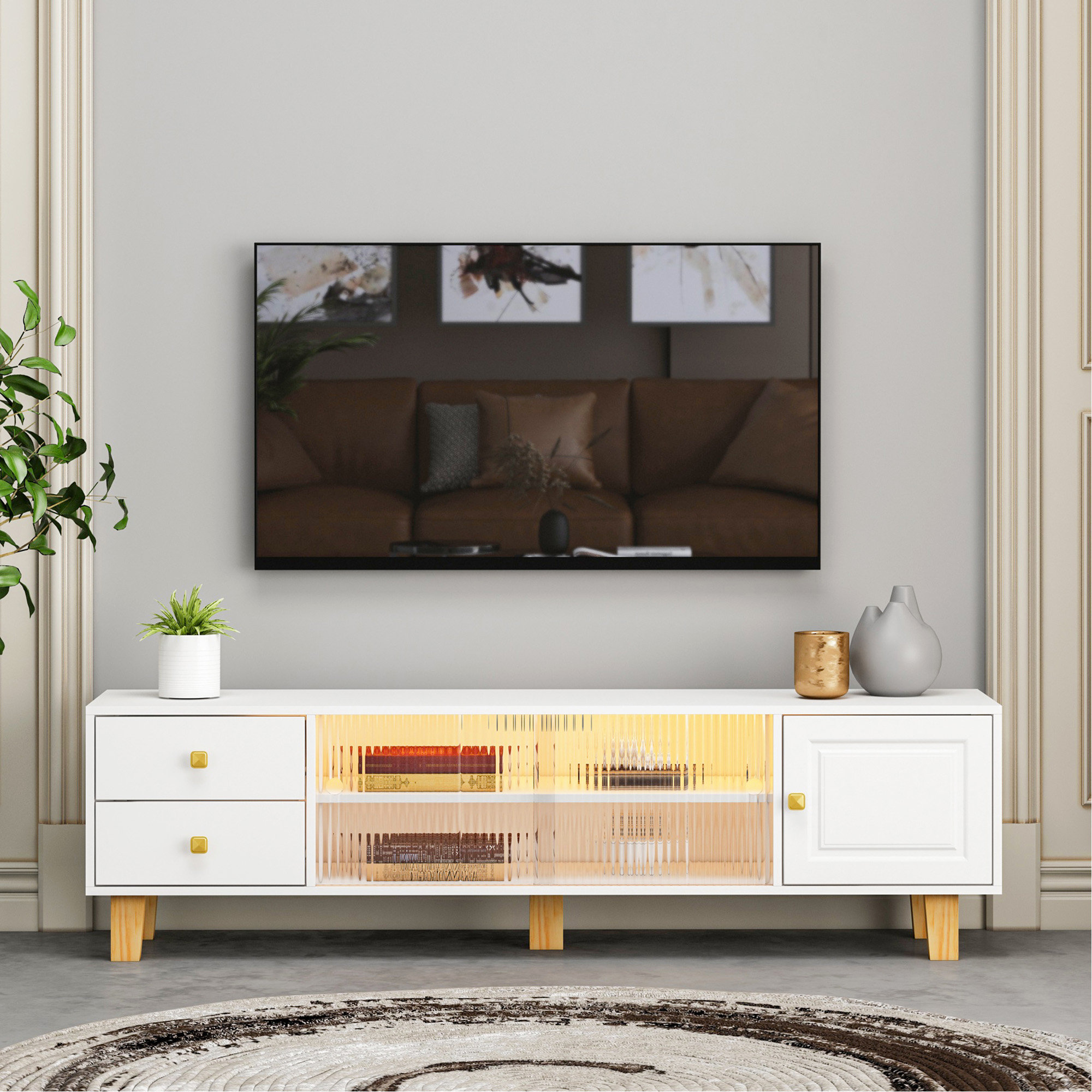 Wentygam TV Stand,TV Cabinet,Entertainment Center,TV Console,Media ...