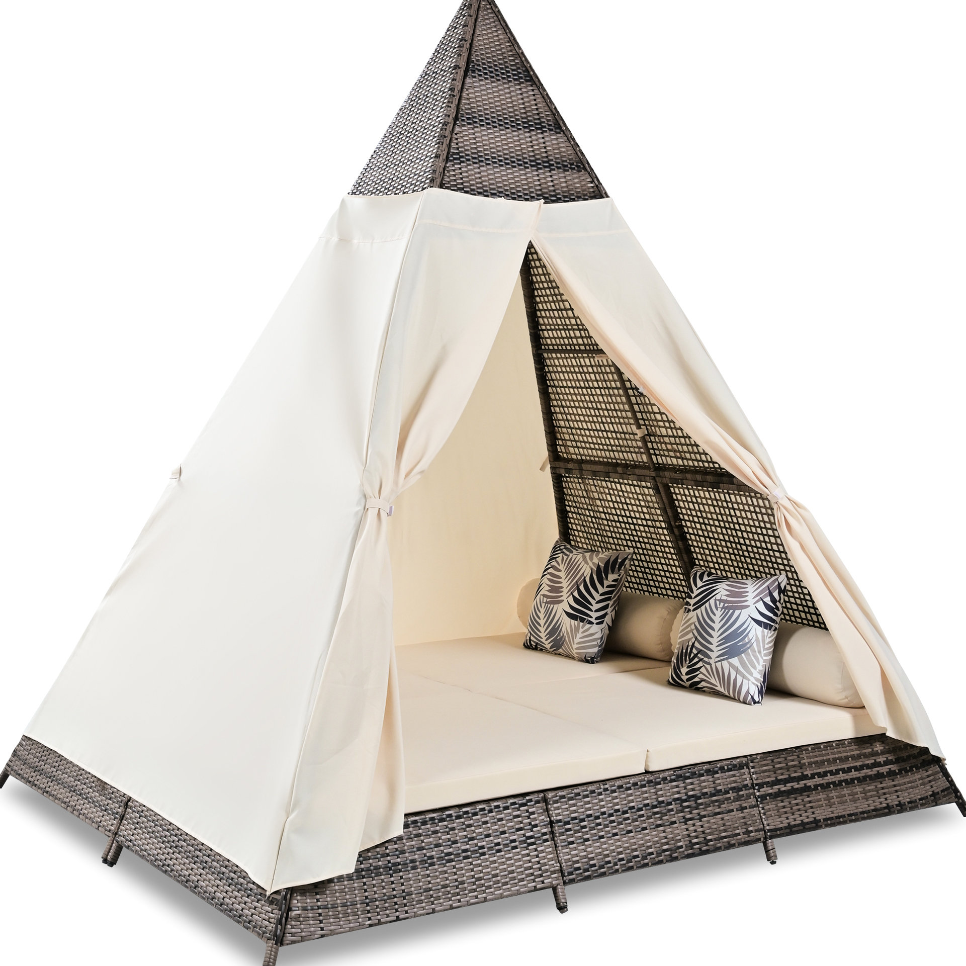 Dakota Fields Outdoor Relaxation Bed With Adjustable Curtains And ...