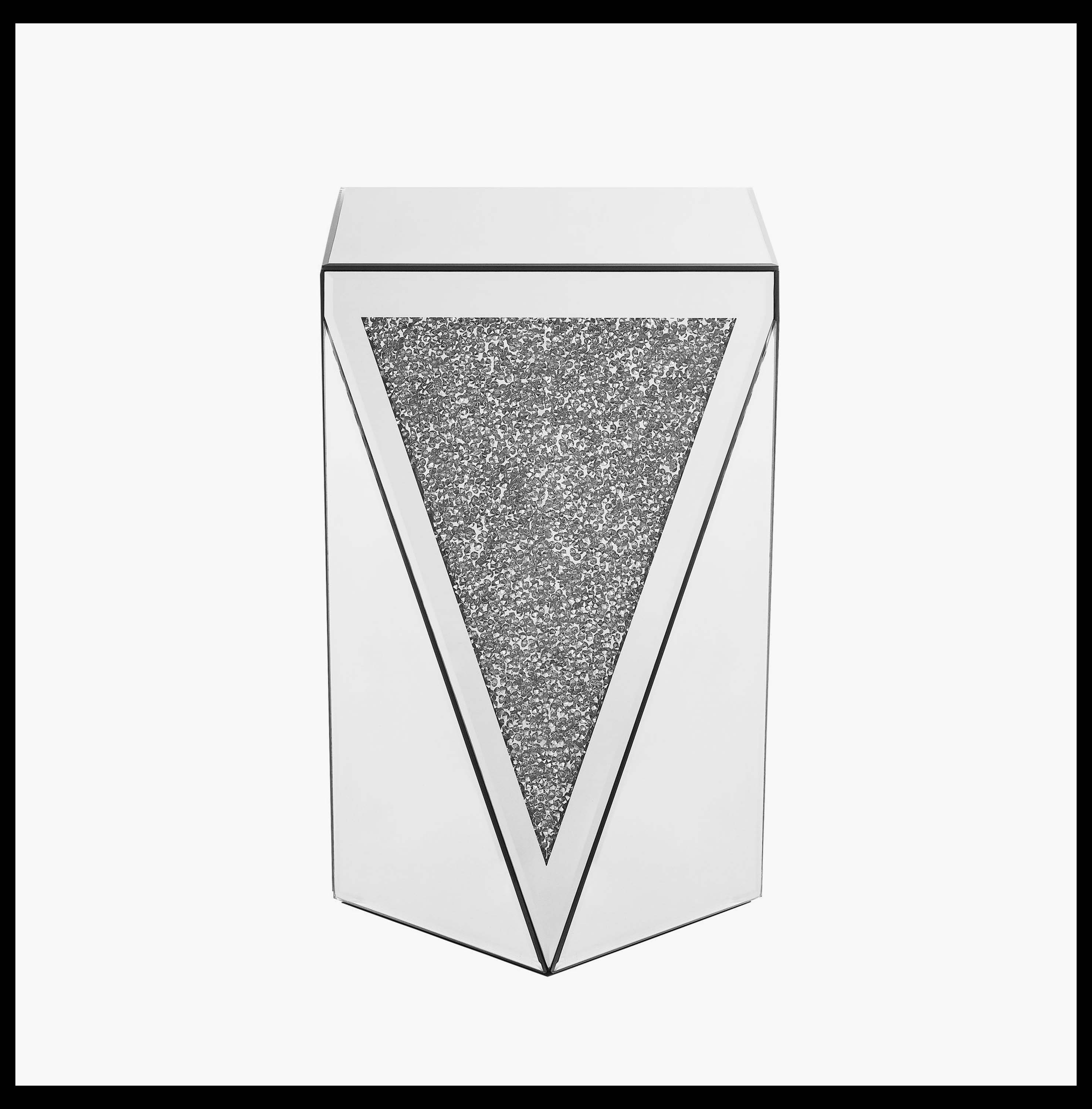 Mercer41 Inverted Triangular Mirror Square Table, Crystal Diamond ...