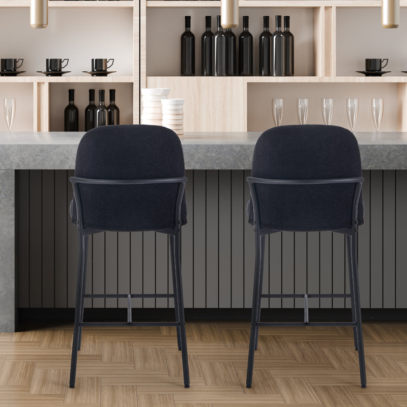 George Oliver Modern Counter Height Bar Stools Set of 4, 28 Inch Sherpa ...