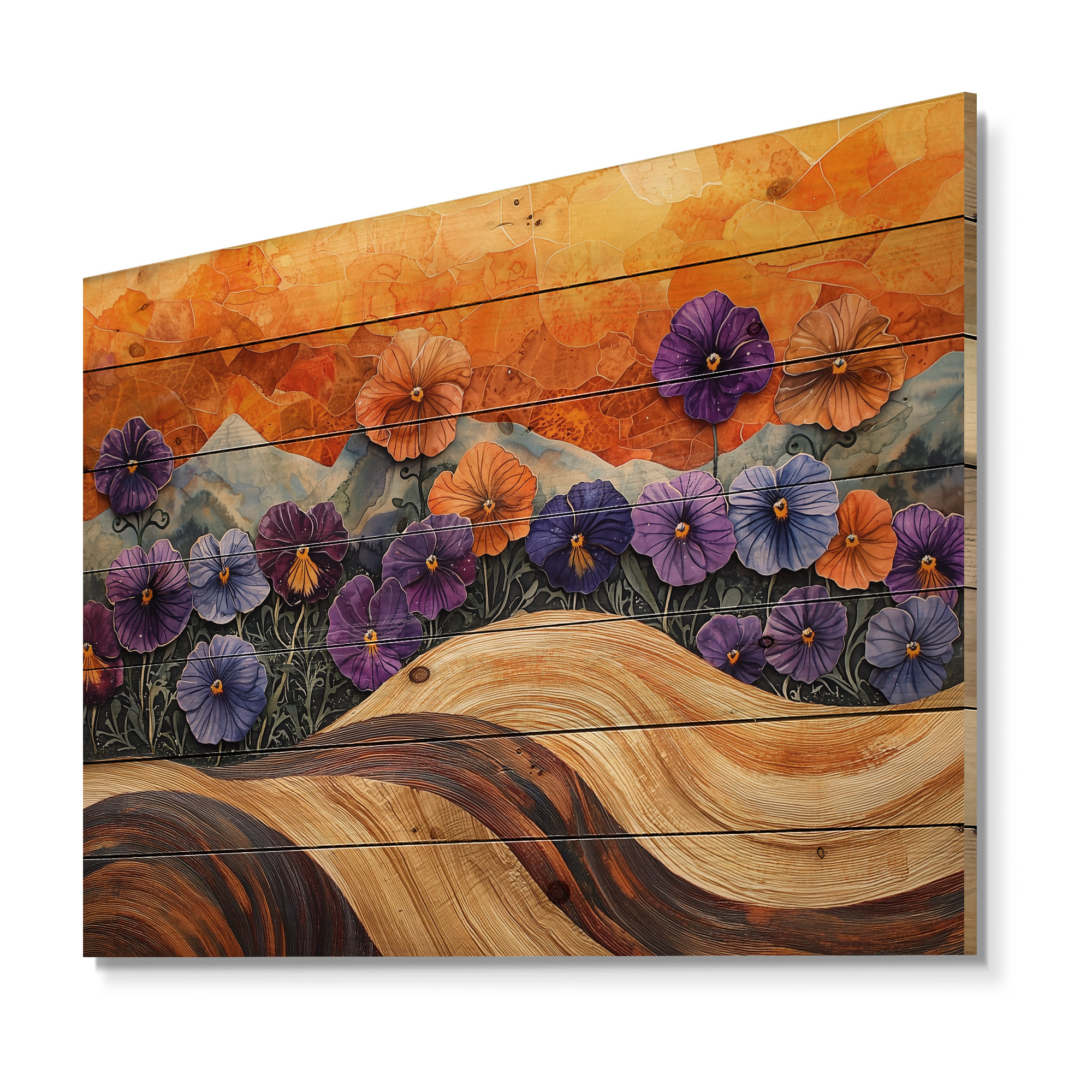 Ophelia & Co. Pansies Farm Landscape On Wood River II - Pansies Wood ...