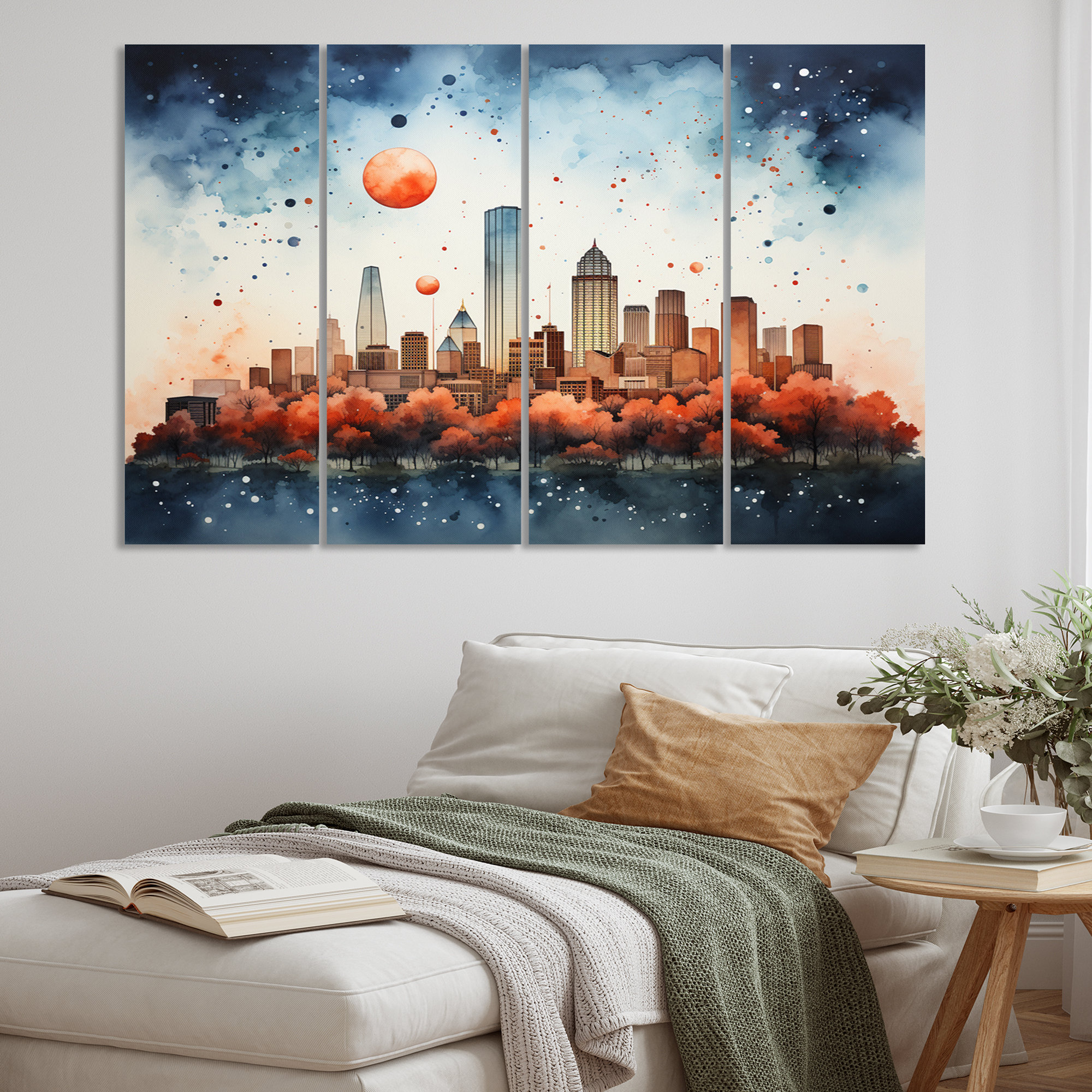 Ebern Designs Cityscape Symphony - Cityscapes Wall Art Living Room - 4 ...