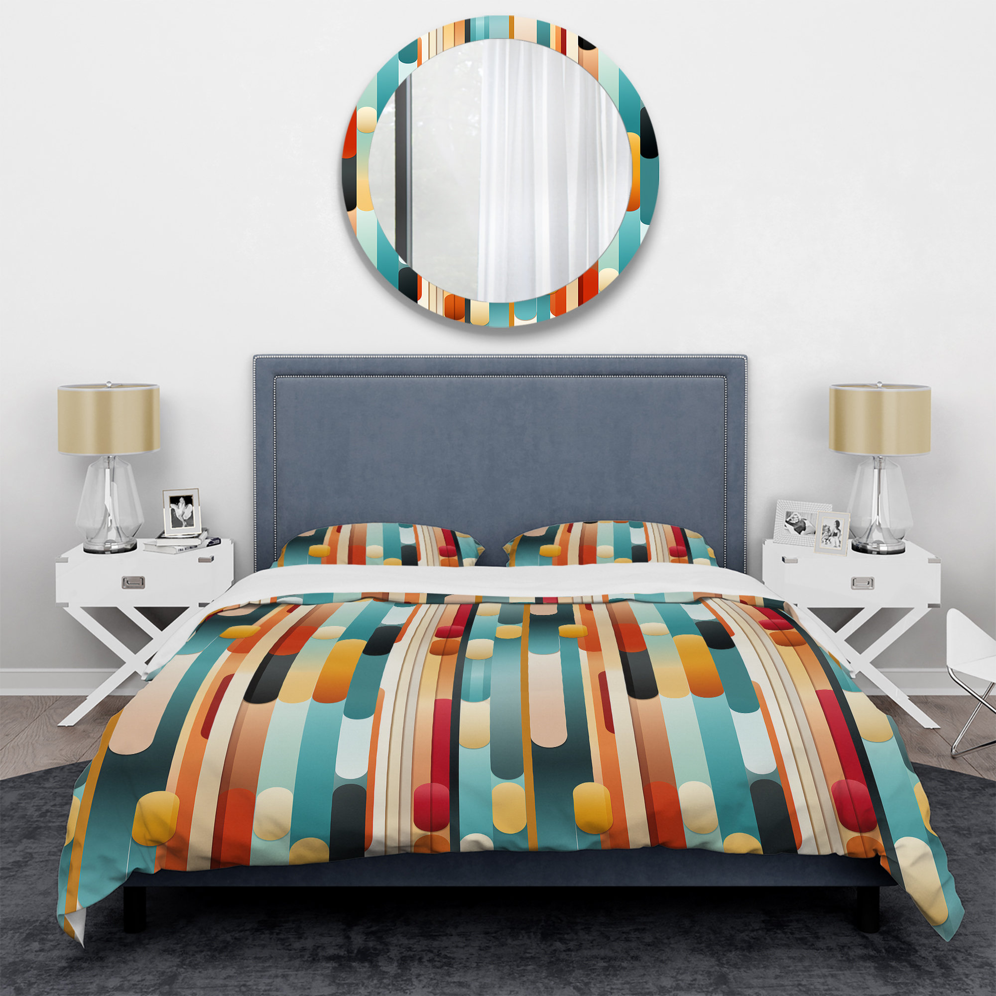 Design Art Amont Midcentury Modern Geometrics - Midcentury Duvet Cover ...
