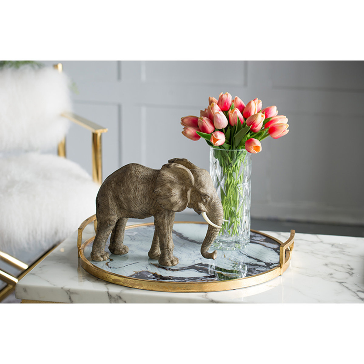 NFusion Paul Polyresin Walking Elephant Accent Figurine - Wayfair Canada