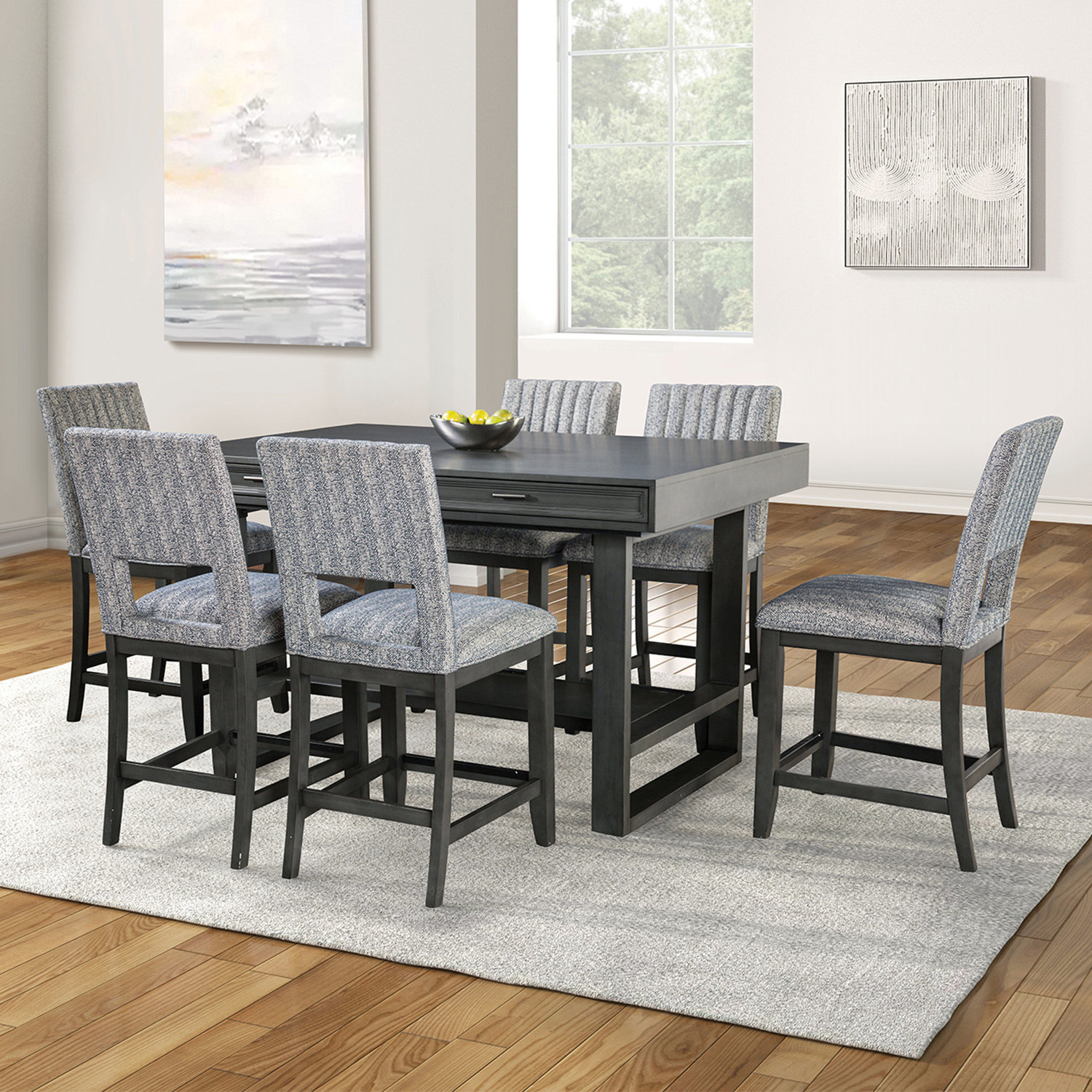 Red Barrel Studio® 7 Piece Wooden Counter Height Dining Set With ...