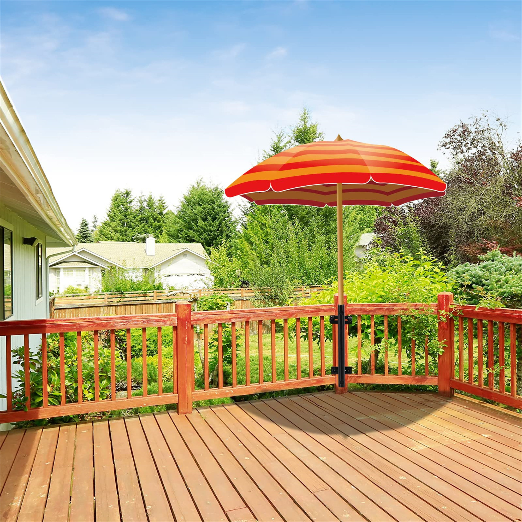 Rebrilliant Deck Umbrella Stand, Easy To Install And Move Outdoor Patio ...