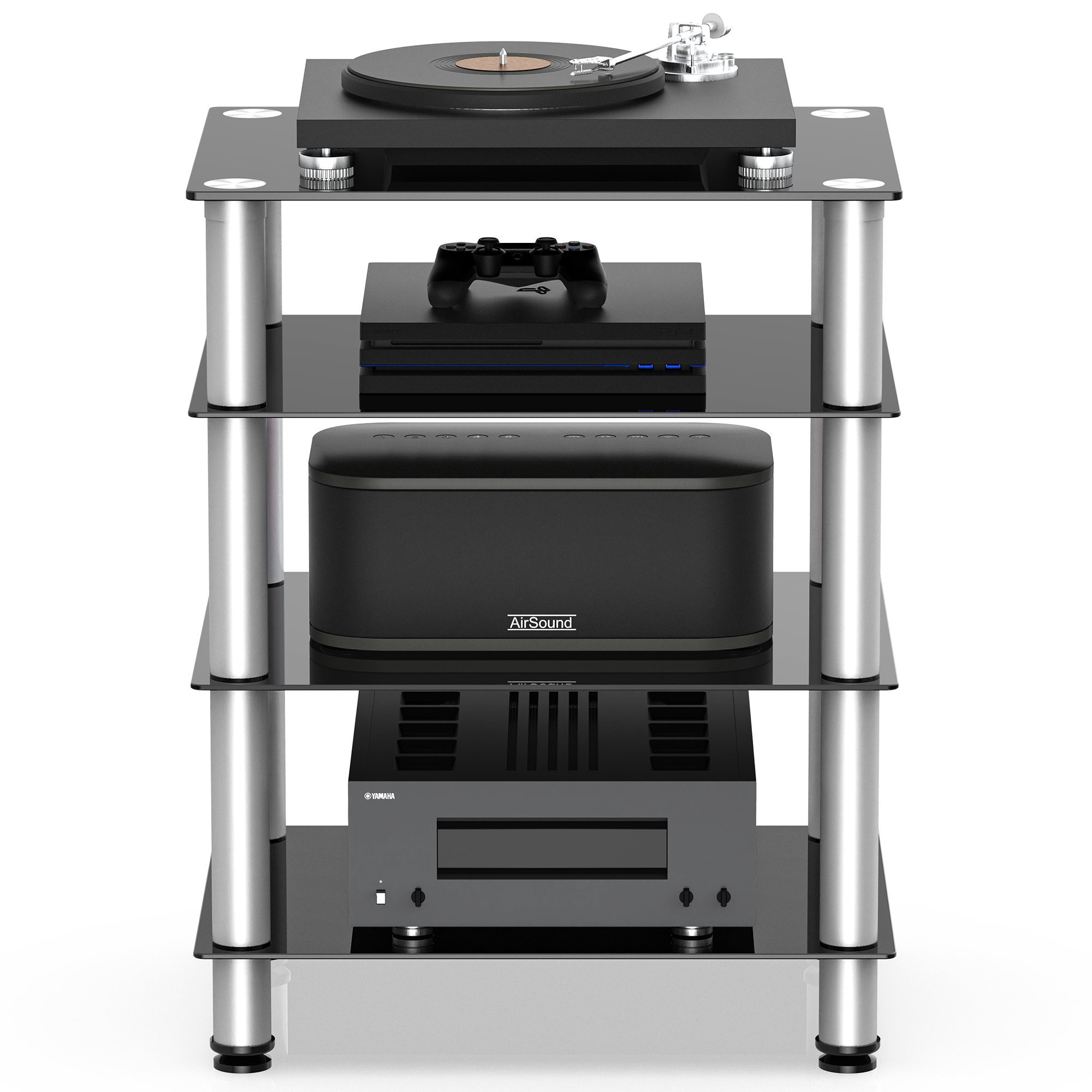 Ebern Designs Modern Audio Cabinet With 4 Tier Glass Shelf - Wayfair Canada