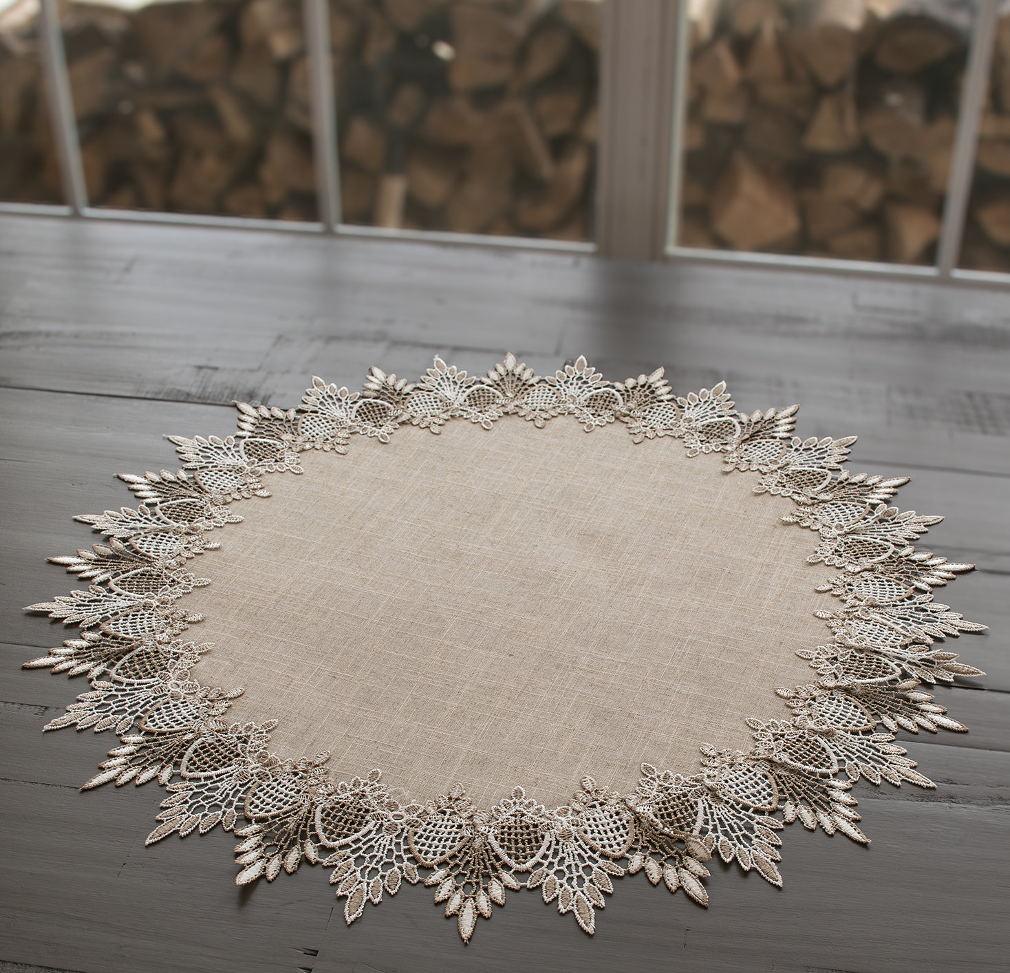 House of Hampton® Blough Lace Doily Neutral Round Earth Tones Table ...