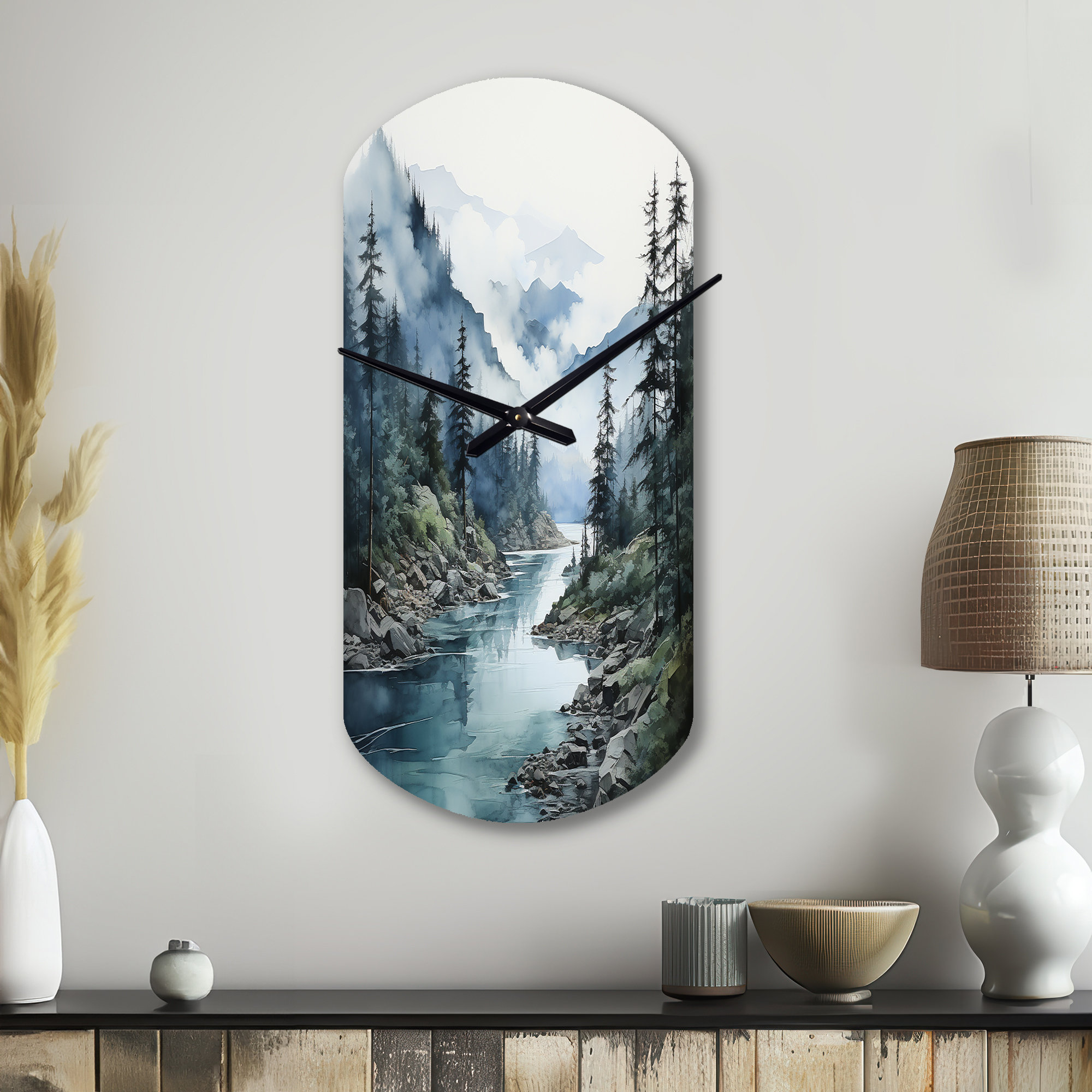 Design Art Grey Blue Minimalism Forest Reflections II - Minimalism ...