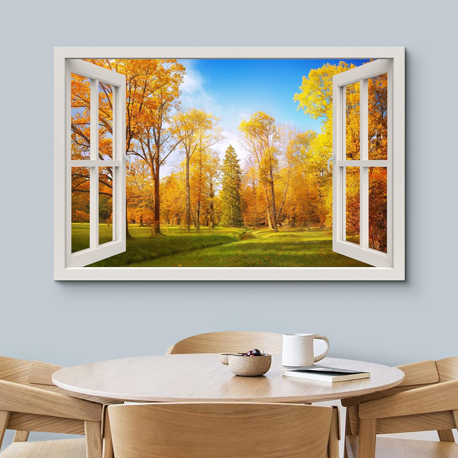 IDEA4WALL Autumn Fall " Window View Rustic Autumn Fall Tree Forest ...