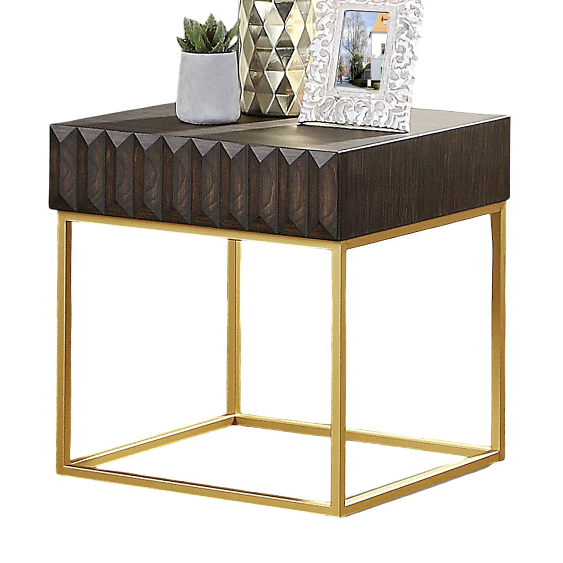 Everly Quinn Contemporary Style End Table Metal Structure Conceal ...