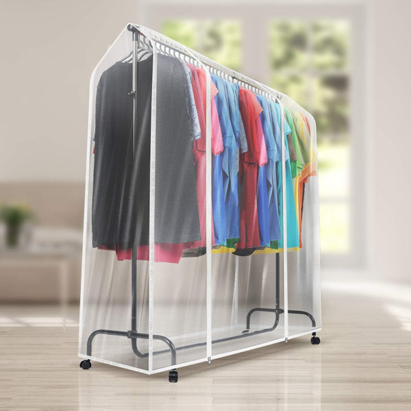 Sorbus 72" W Garment Rack Transparent Clothes Rail Cover 2-Pack | Wayfair