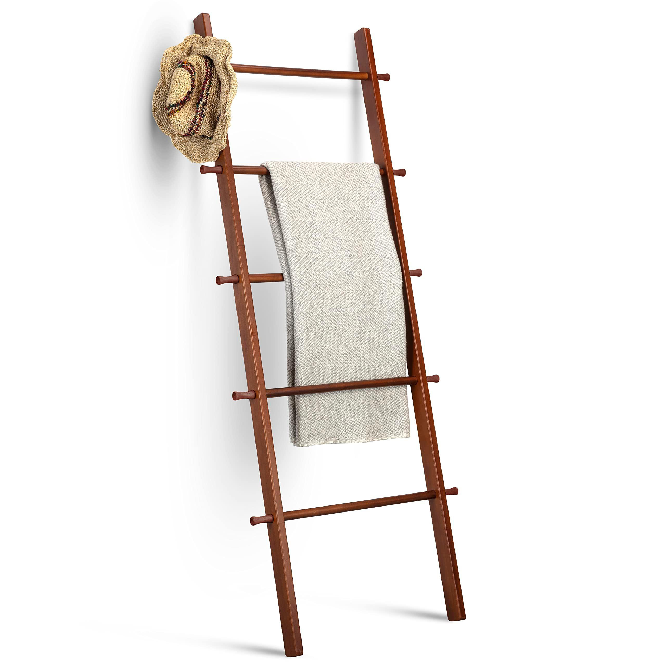 Latitude Run® 58" Wooden Blanket Ladder Farmhouse,Wood Ladder Decor ...