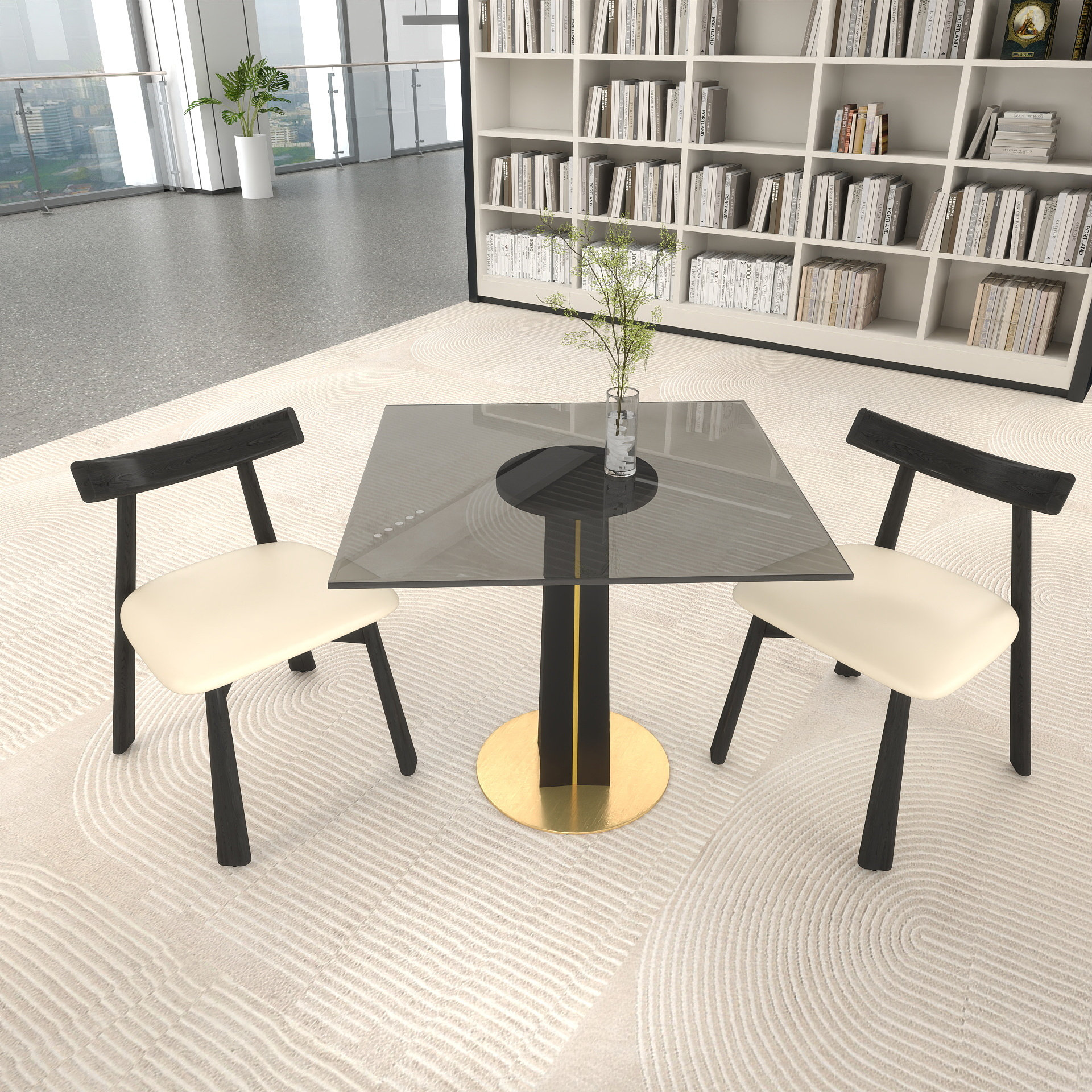 Mercer41 Modern Square Glass Dining Table Set With PU Leather Chairs ...