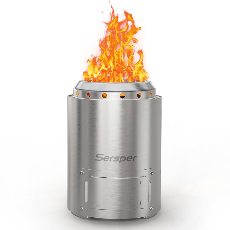 Ebern Designs Portable Smokeless Fire Pit – Compact Stainless Steel ...