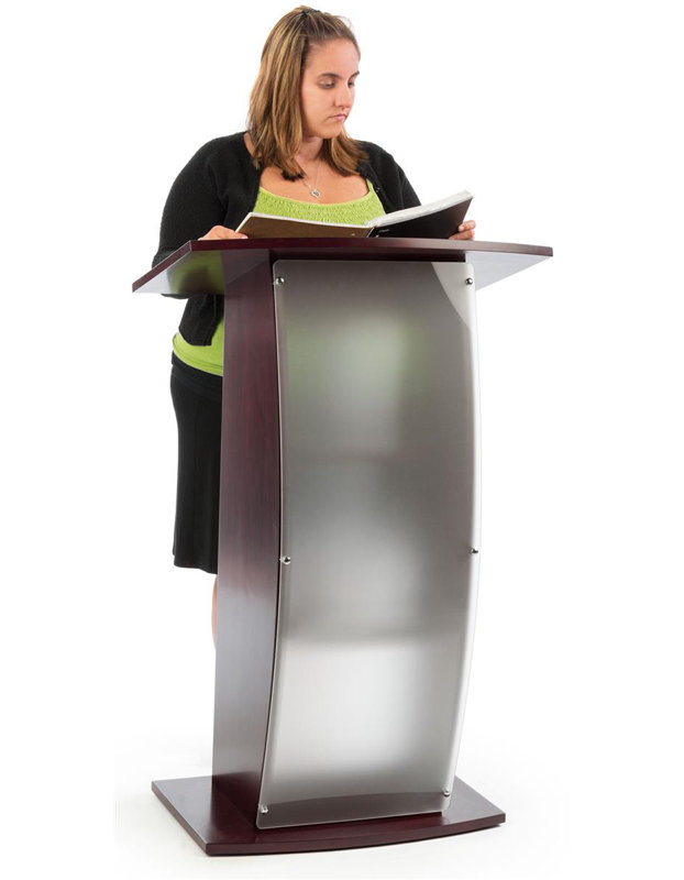 FixtureDisplays 44.25" Tall Podium for Floor, Curved Frosted Front ...