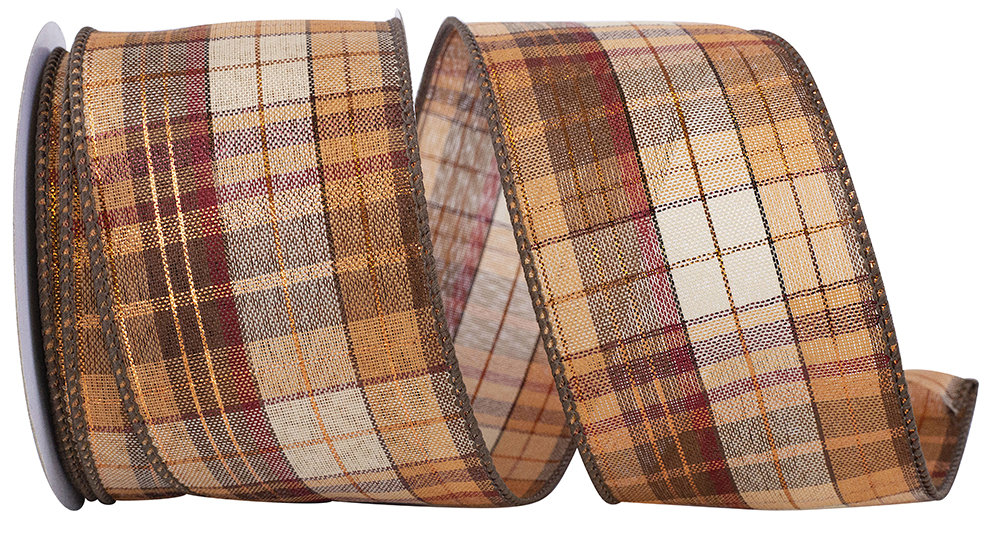 The Holiday Aisle® 2-1/2"X10Yd Copper Chocolate Copper Plaid Wired Edge ...