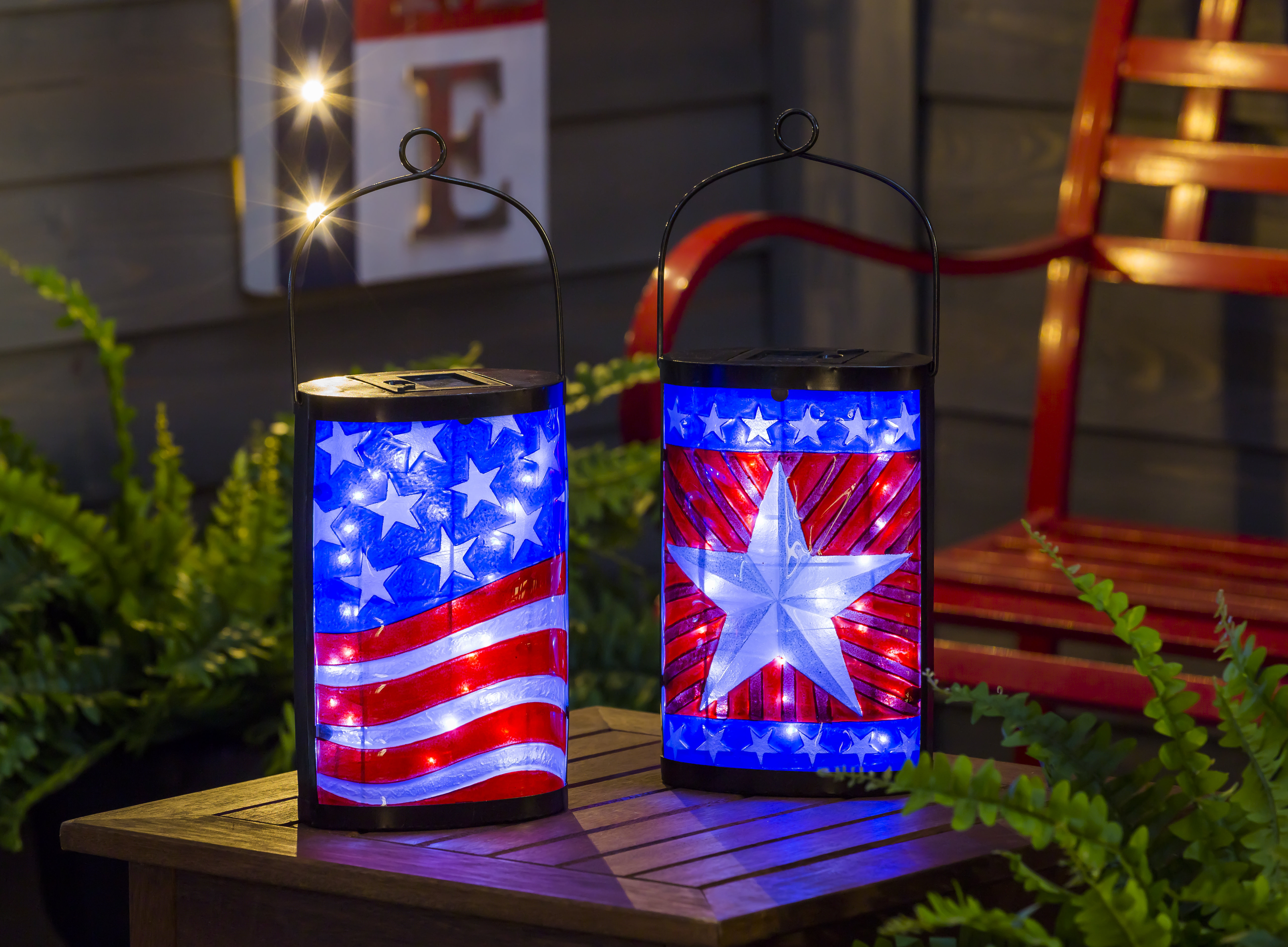 Evergreen Enterprises, Inc Stripe Patriotic Flag Blue/Red/White Solar ...