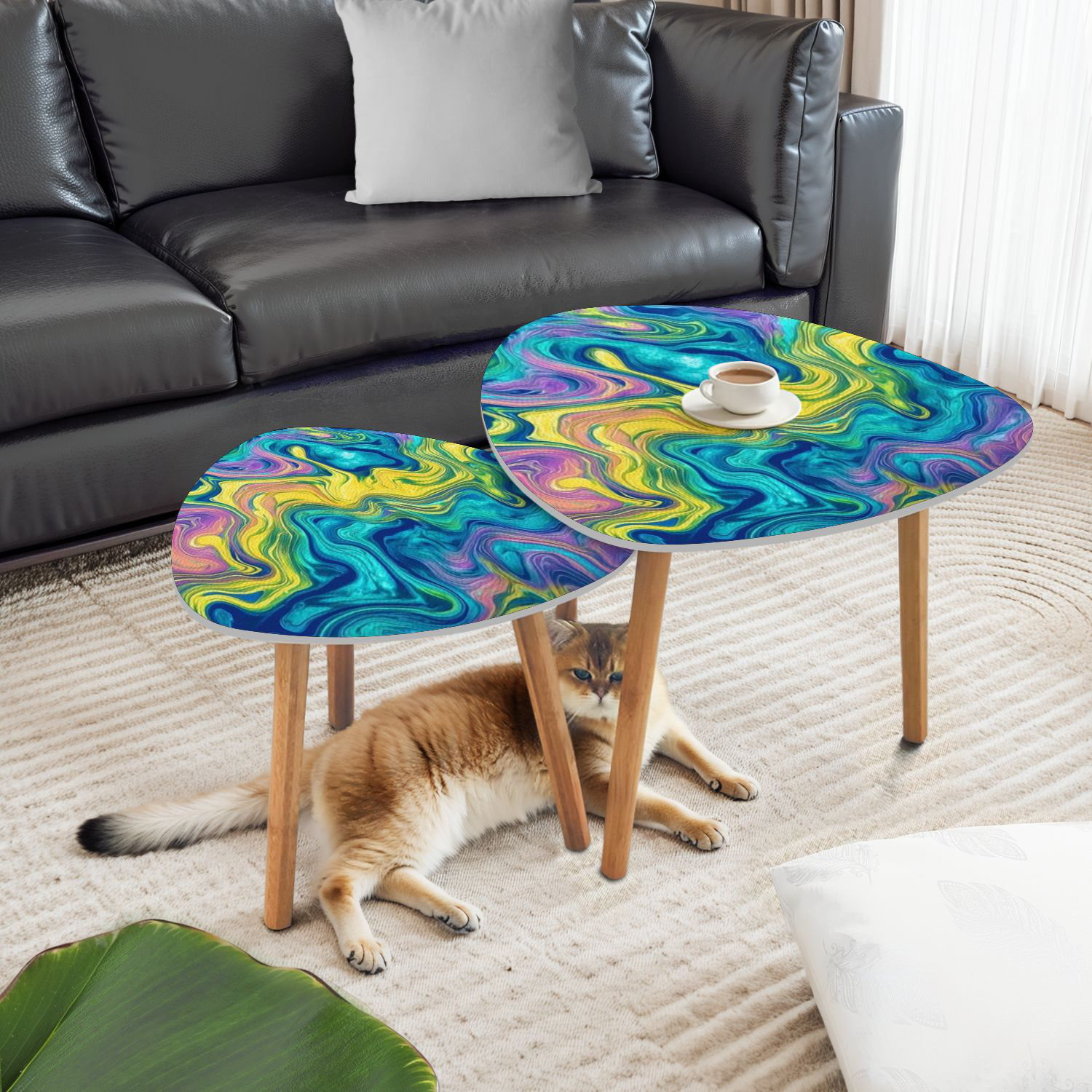George Oliver Triangle Nesting Coffee Table Set of 2 Bright neon color ...