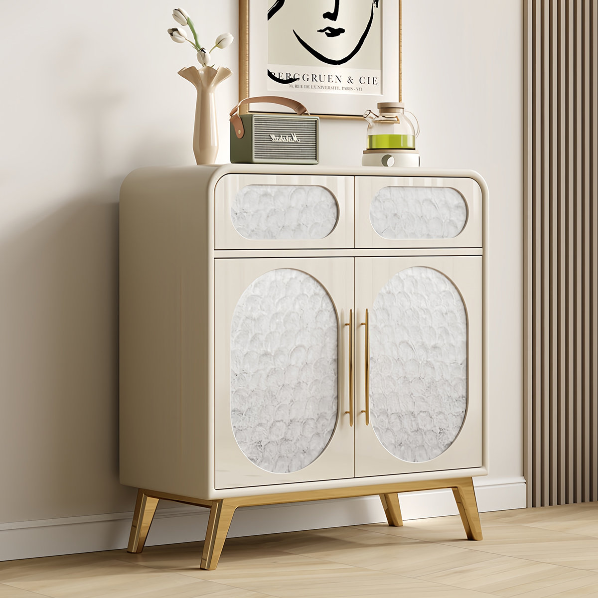 Licalilo Luxury Modern Shell Bedroom Storage Cabinet | Wayfair
