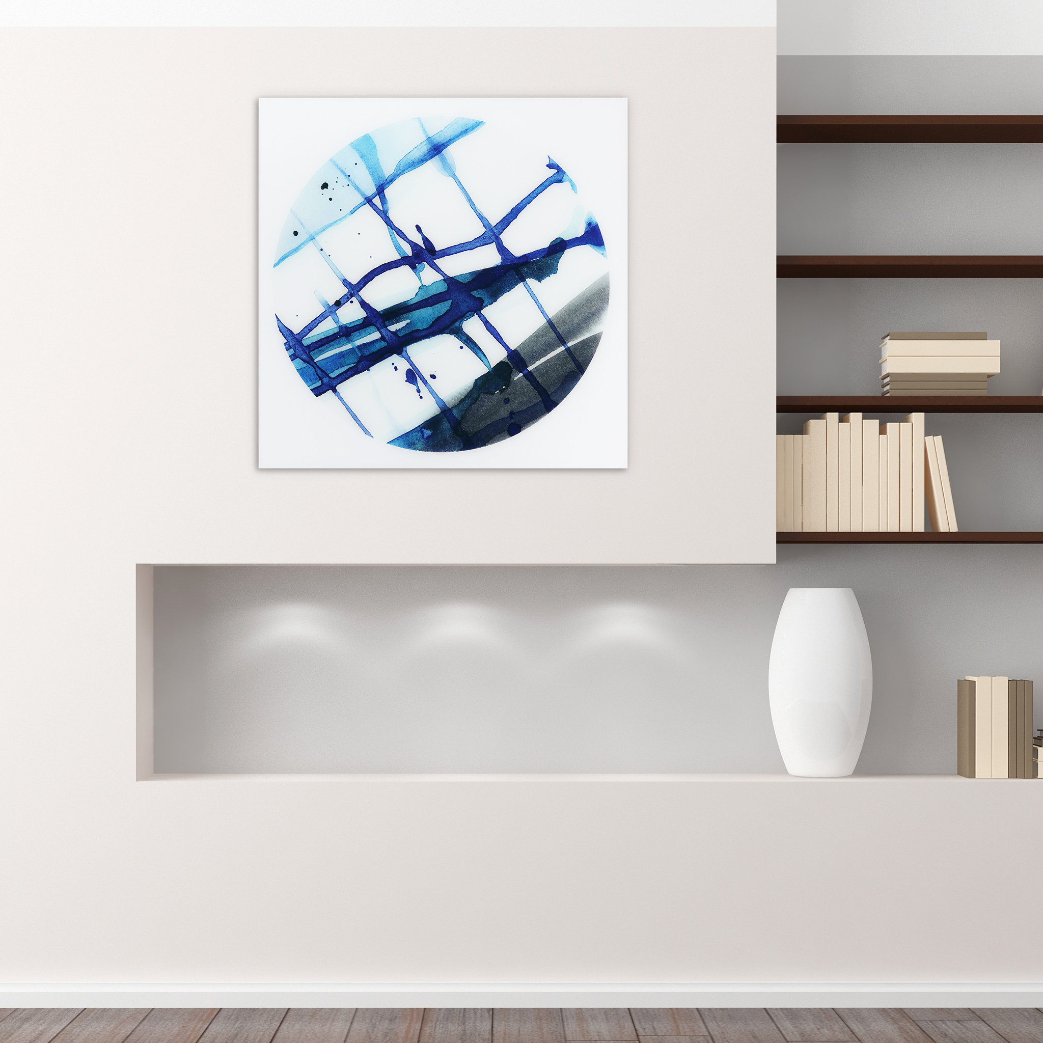 Brayden Studio® 'Blue Stripes 2' Print on Glass | Wayfair