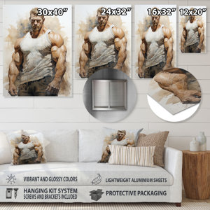 Winston Porter Bodybuilding Front Relaxed Pose I On Metal Print | Wayfair