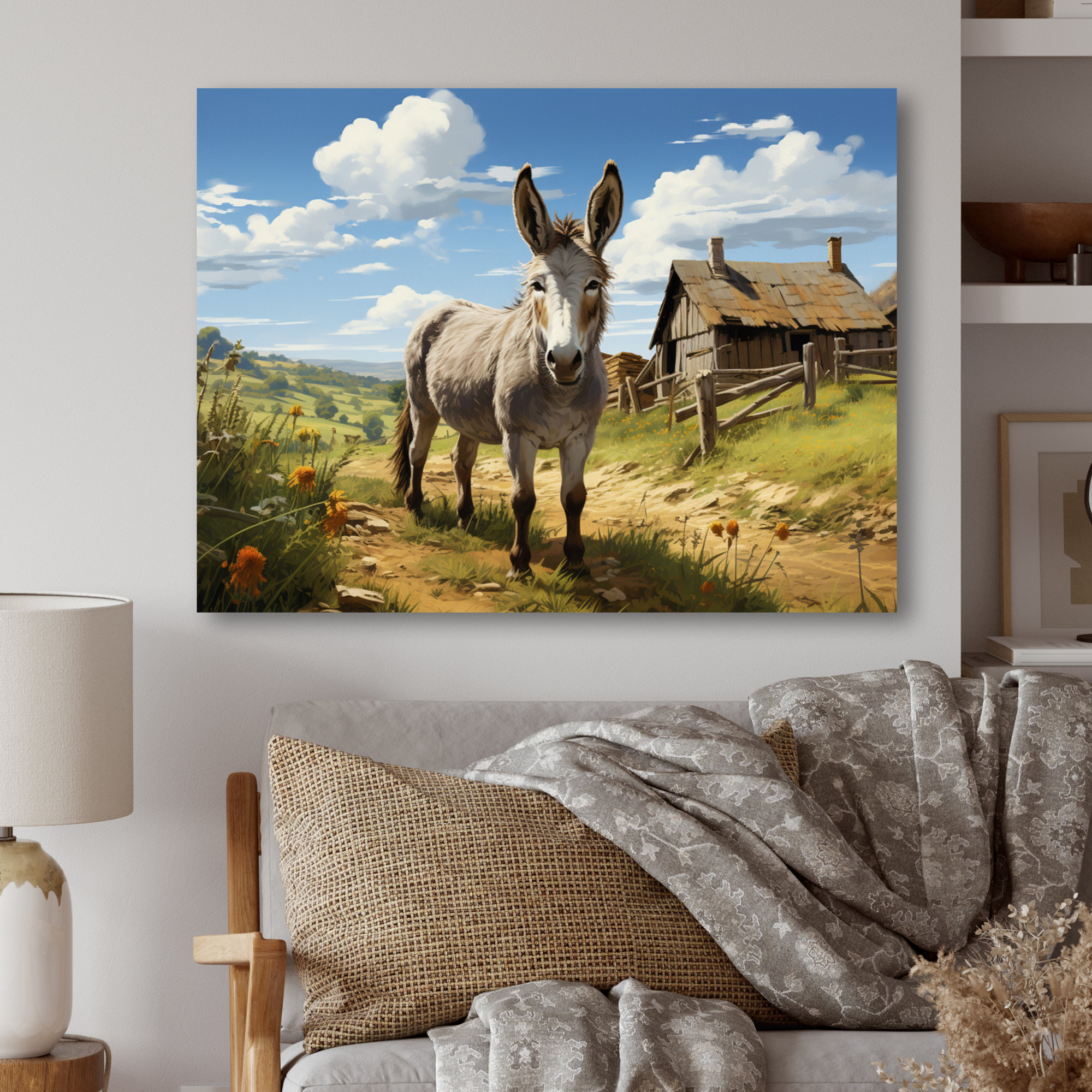 Millwood Pines Donkey Day At Farm I - Animals Print on Metal | Wayfair
