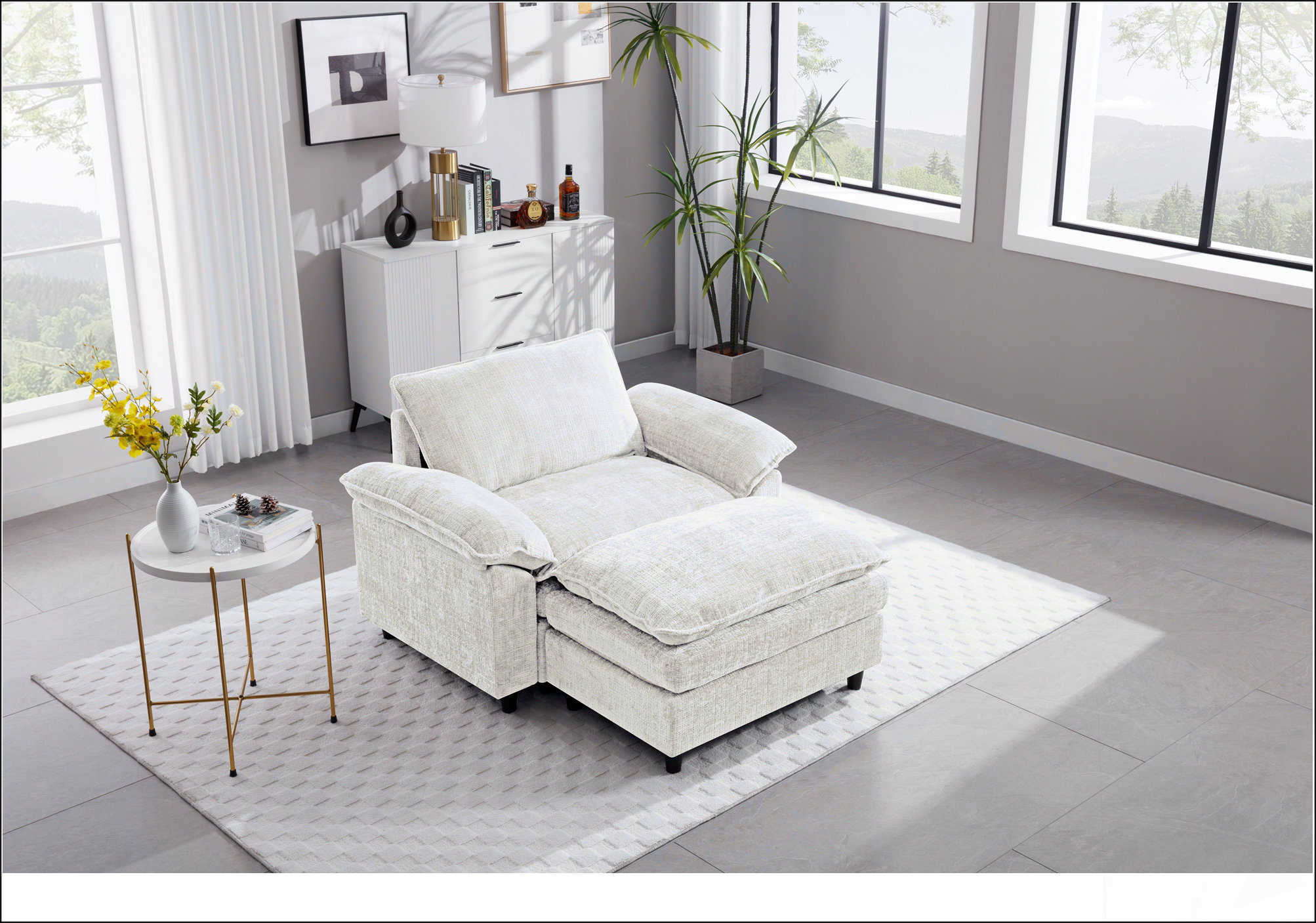 Ebern Designs Oversized Single Sofa Couch, Deep - Seat Lounge Chair ...