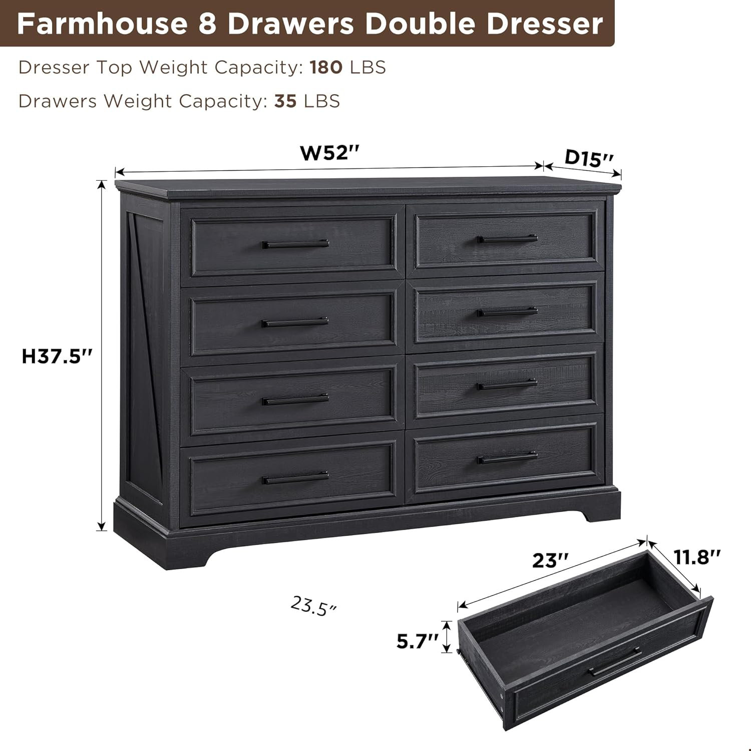 Winston Porter 8 Drawers Dresser Chests for Bedroom,52" Wide Wood ...
