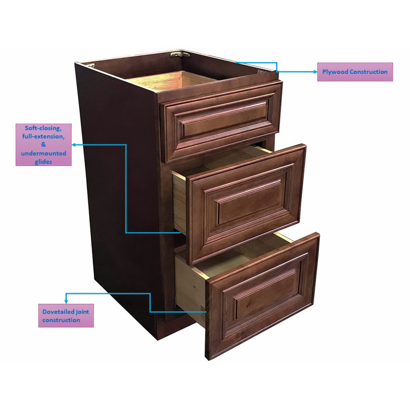 Vanity Atelier 18" Bathroom Vanity 3 Drawer Base Ready-To-Assemble ...