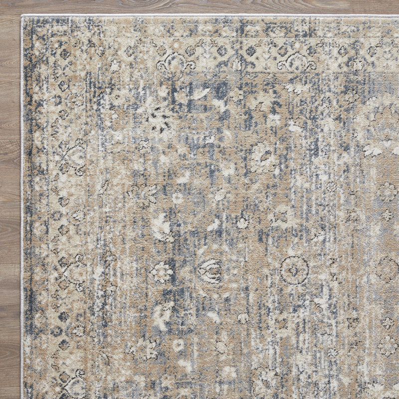 Lark Manor Amair Performance Blue/Cream/Gray Rug & Reviews | Wayfair
