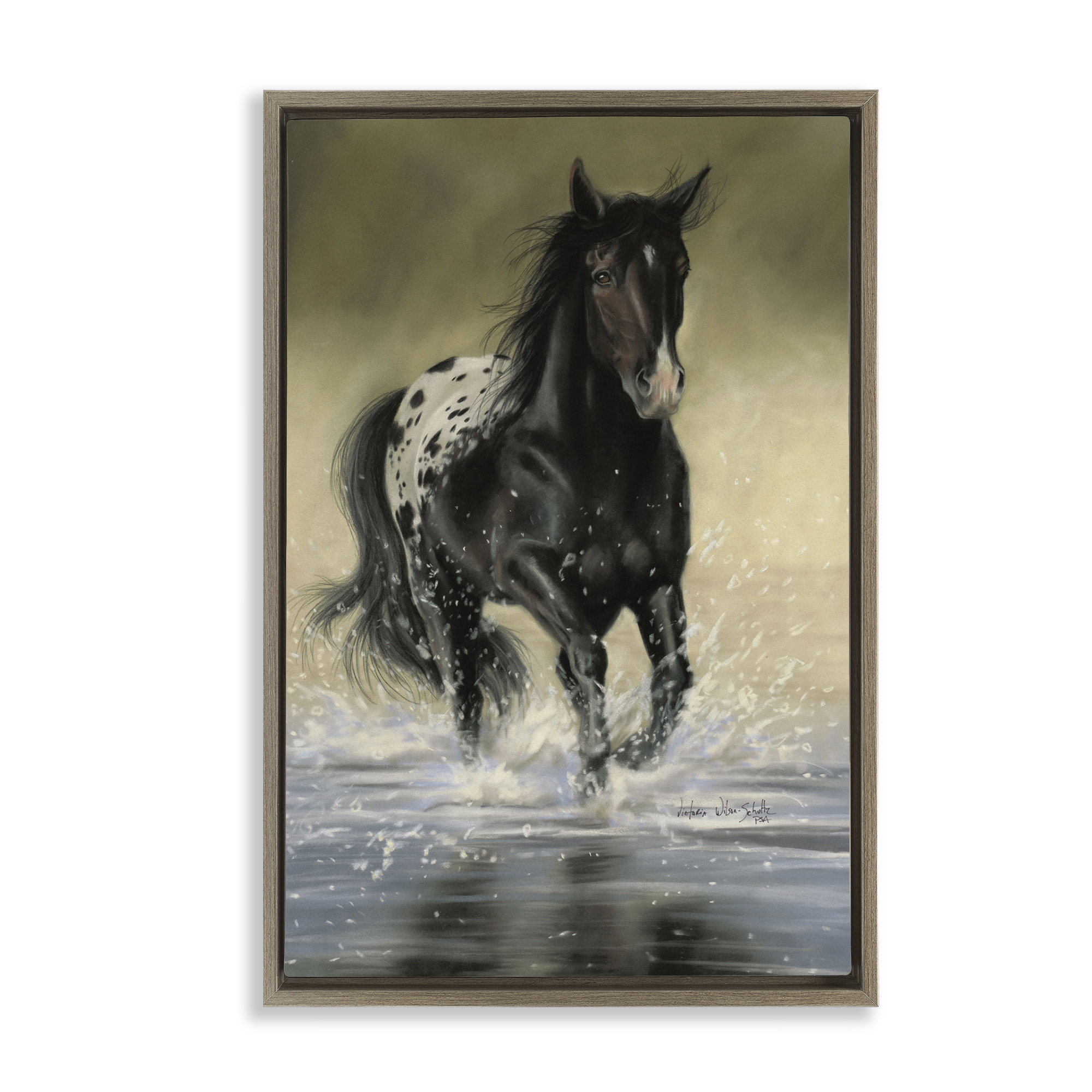 Alcott Hill® Splashing Galloping Horse Framed Floater Canvas by ...